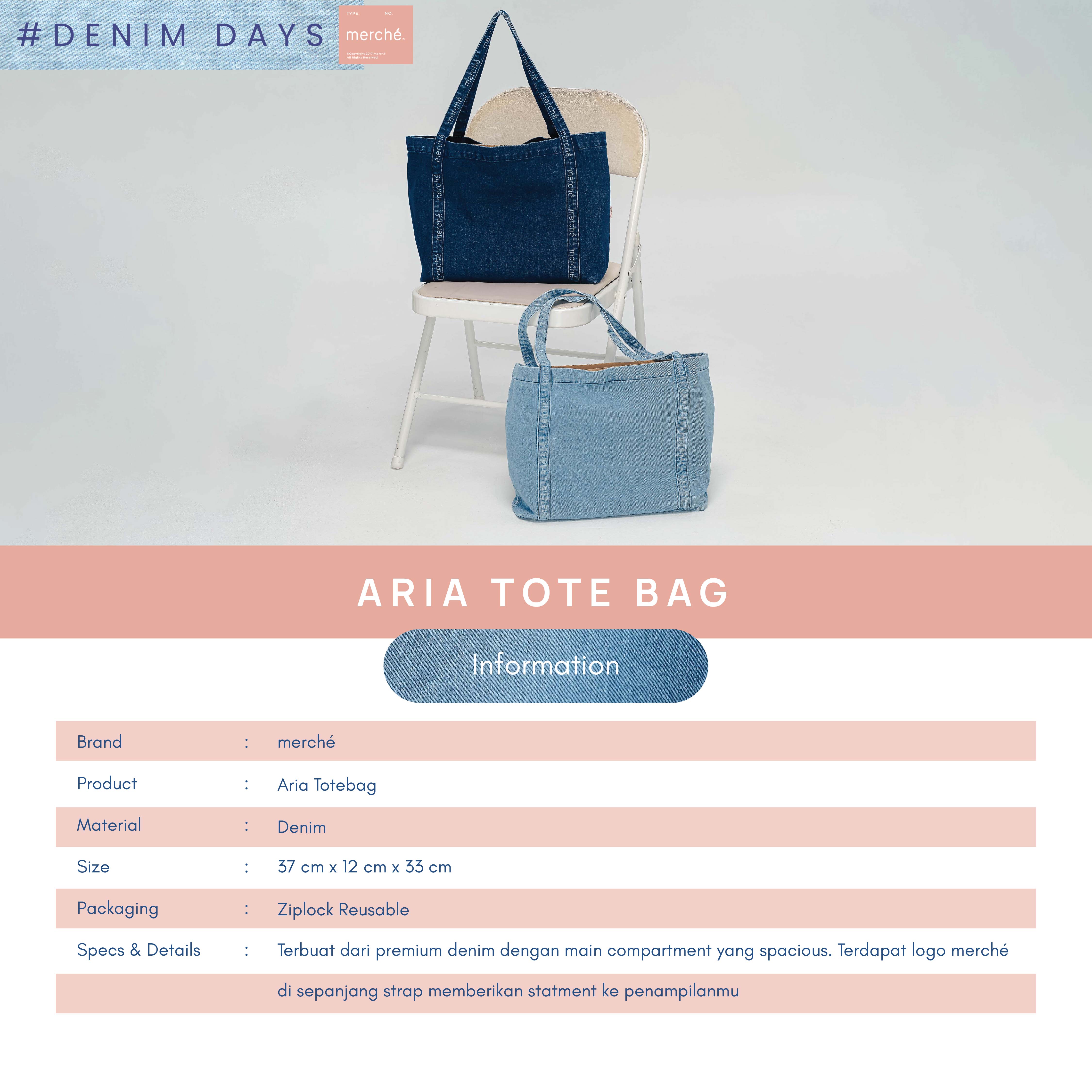 Jual Merche Tas Tote Bag Wanita Denim Aria | Shopee Indonesia