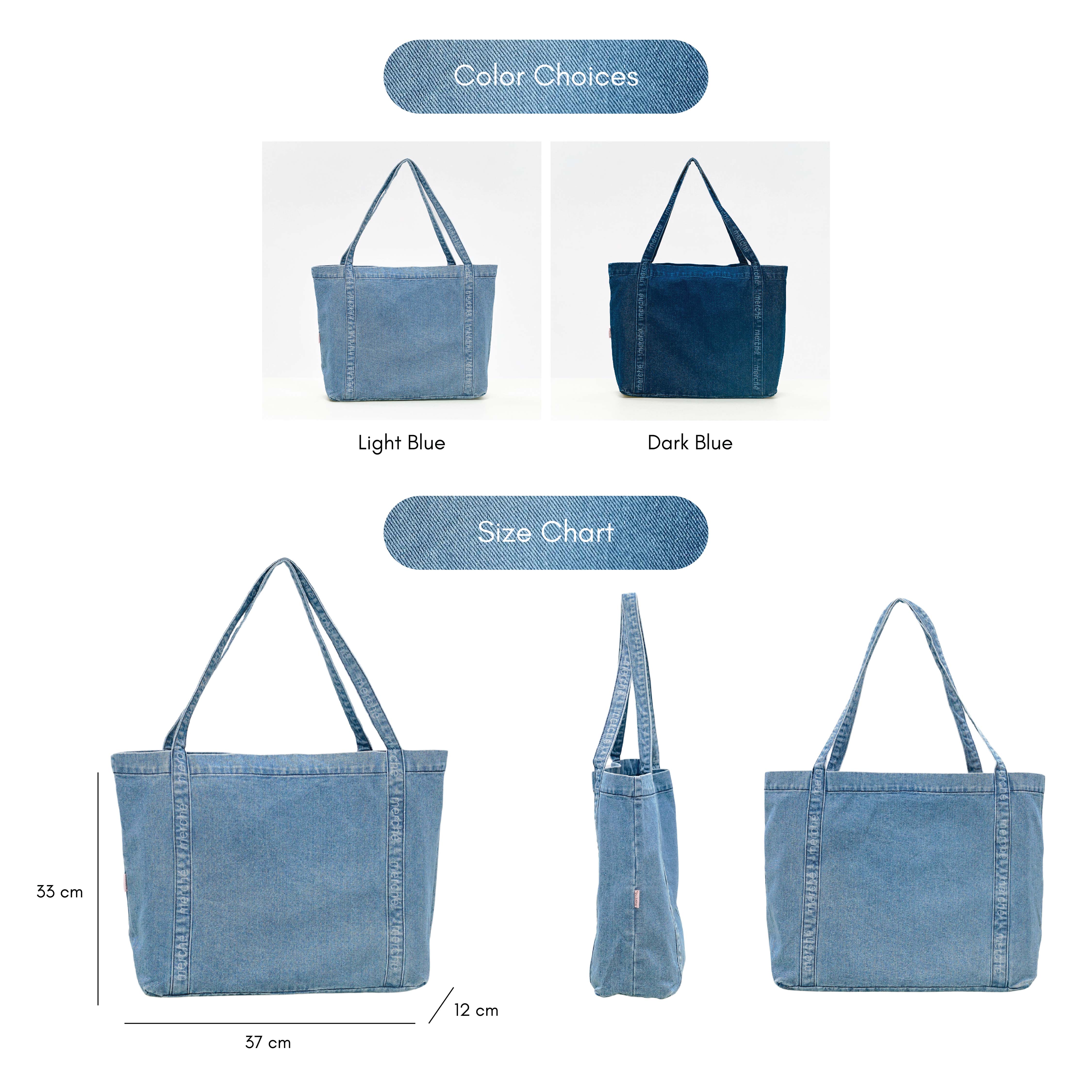 Jual Merche Tas Tote Bag Wanita Denim Aria | Shopee Indonesia