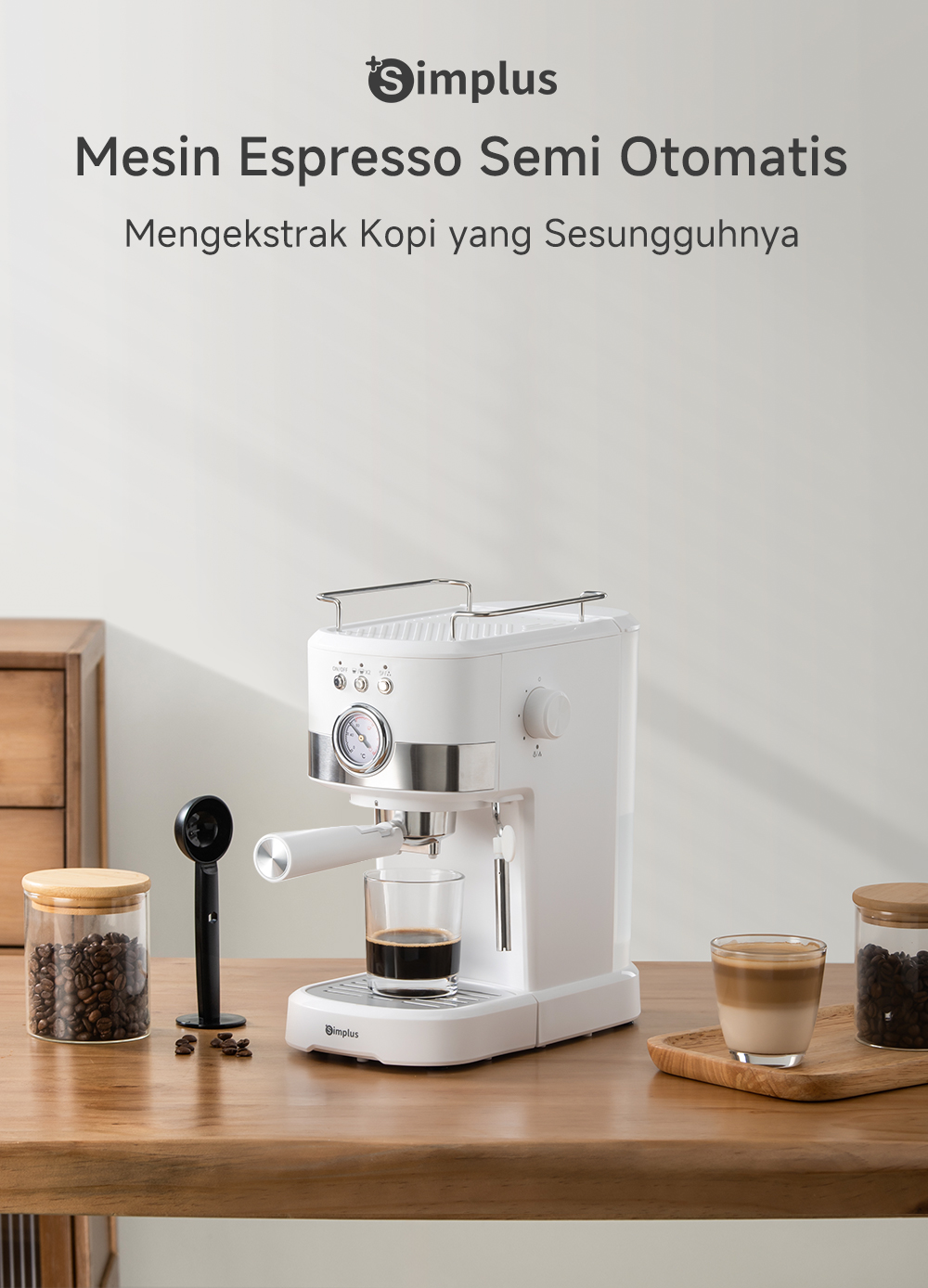 Jual Simplus Mesin Espresso Semi Otomatis Tekanan15bar Kapasitas Tangki ...