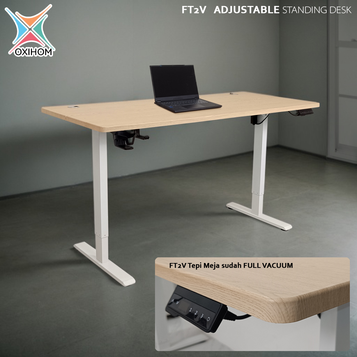 Jual Oxihom T1 Meja Gaming Meja Computer Naik Turun Hidrolik Standing ...