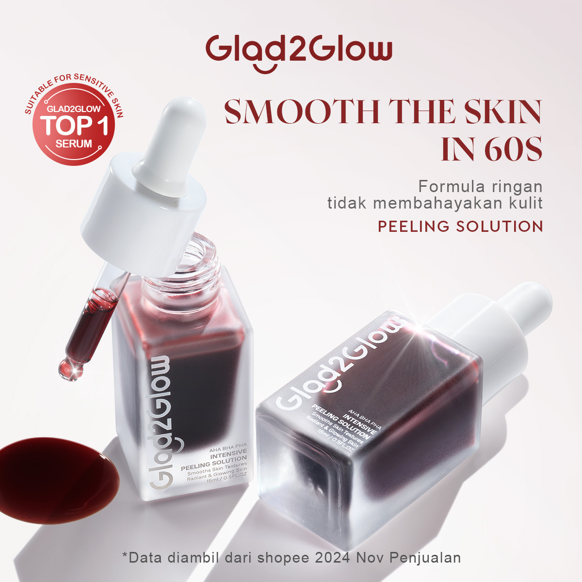 Jual Glad2Glow Peeling Solution 60S menghaluskan kulit Anda AHA BHA PHA ...