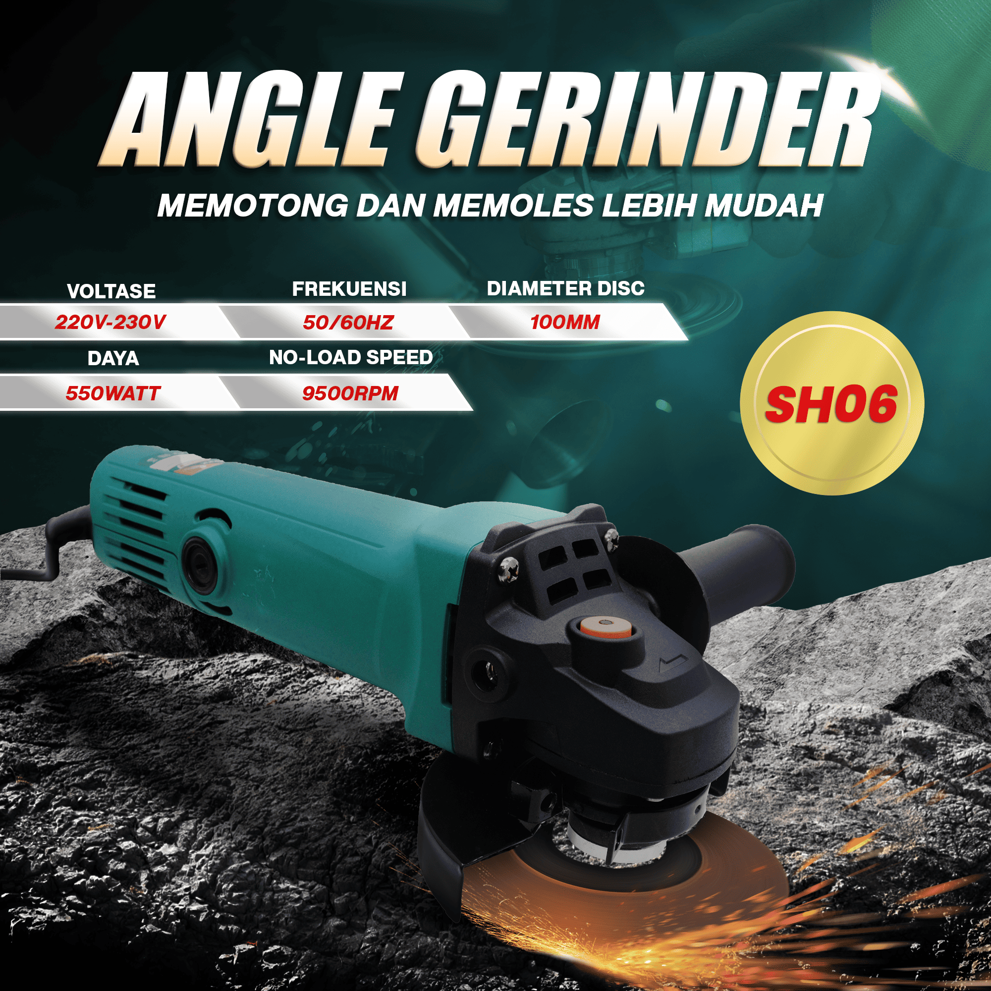 Jual Mailtank SH06 Mesin Gerinda Tangan 4inch 550W Angle Gerinder ...
