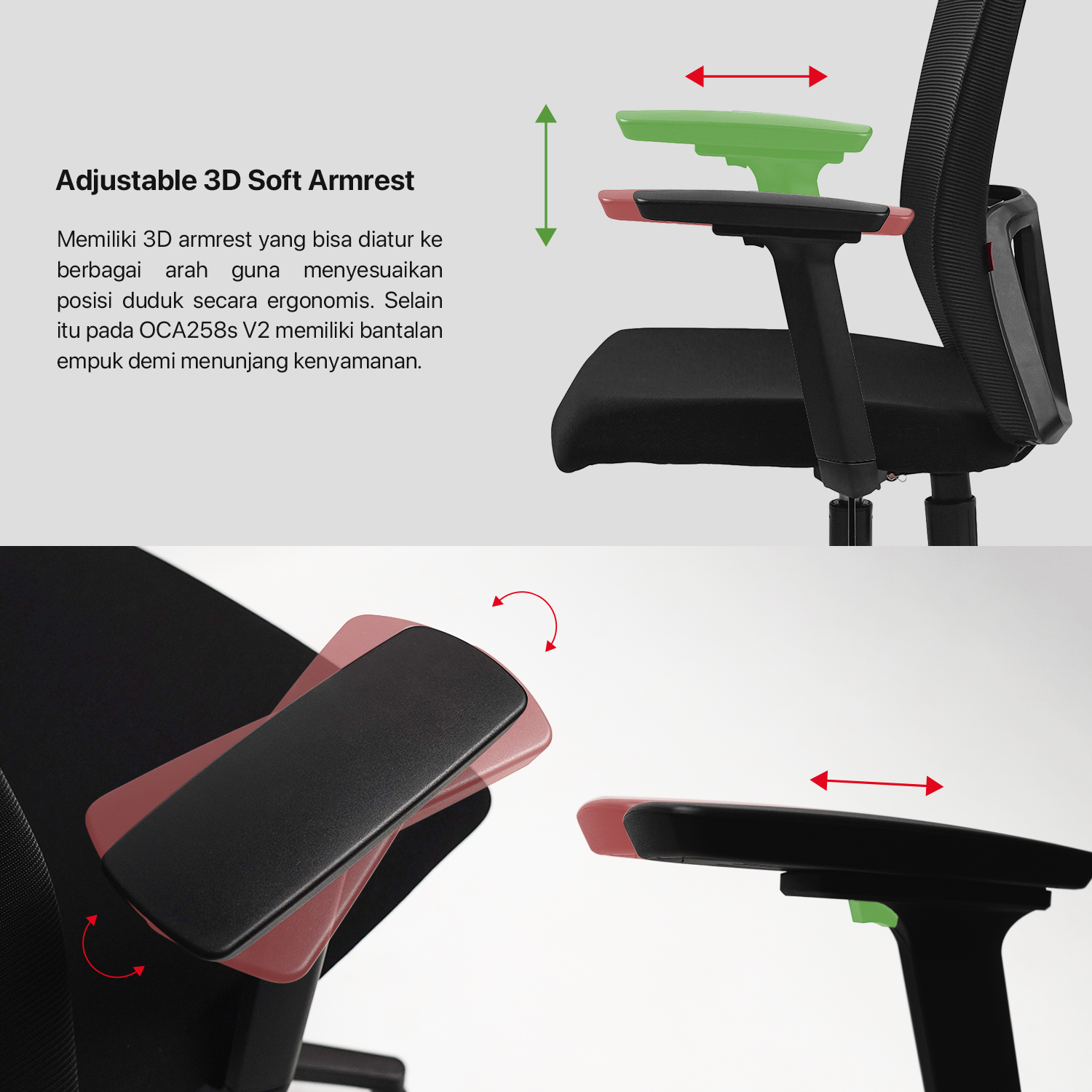 Jual Fantech Kursi Kerja Kantor OCA258s V2 Premium Office Chair ARM ...