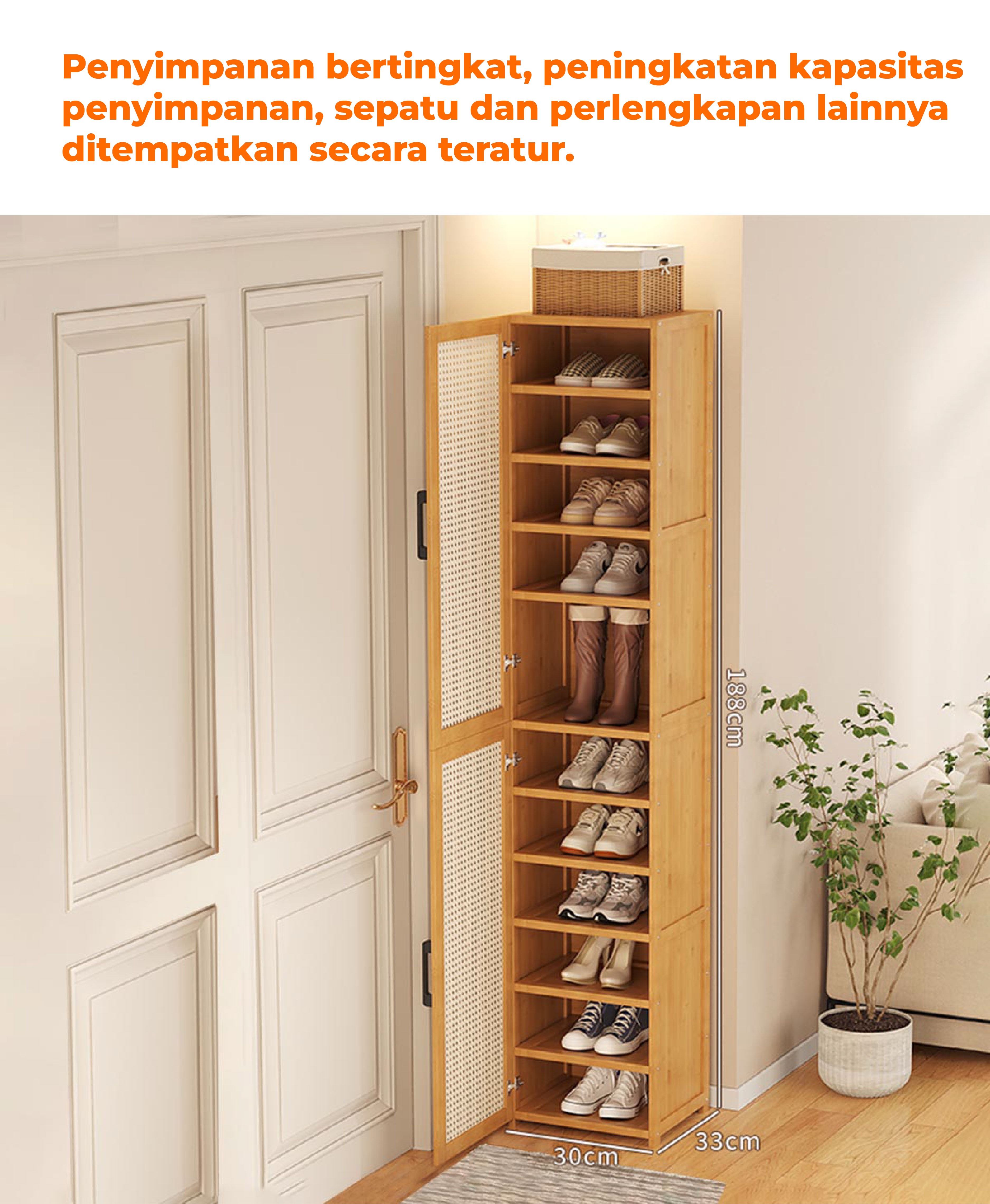Jual Homedoki Bambu -Rak sepatu/Lemari sepatu minimalis/Lemari Sepatu ...