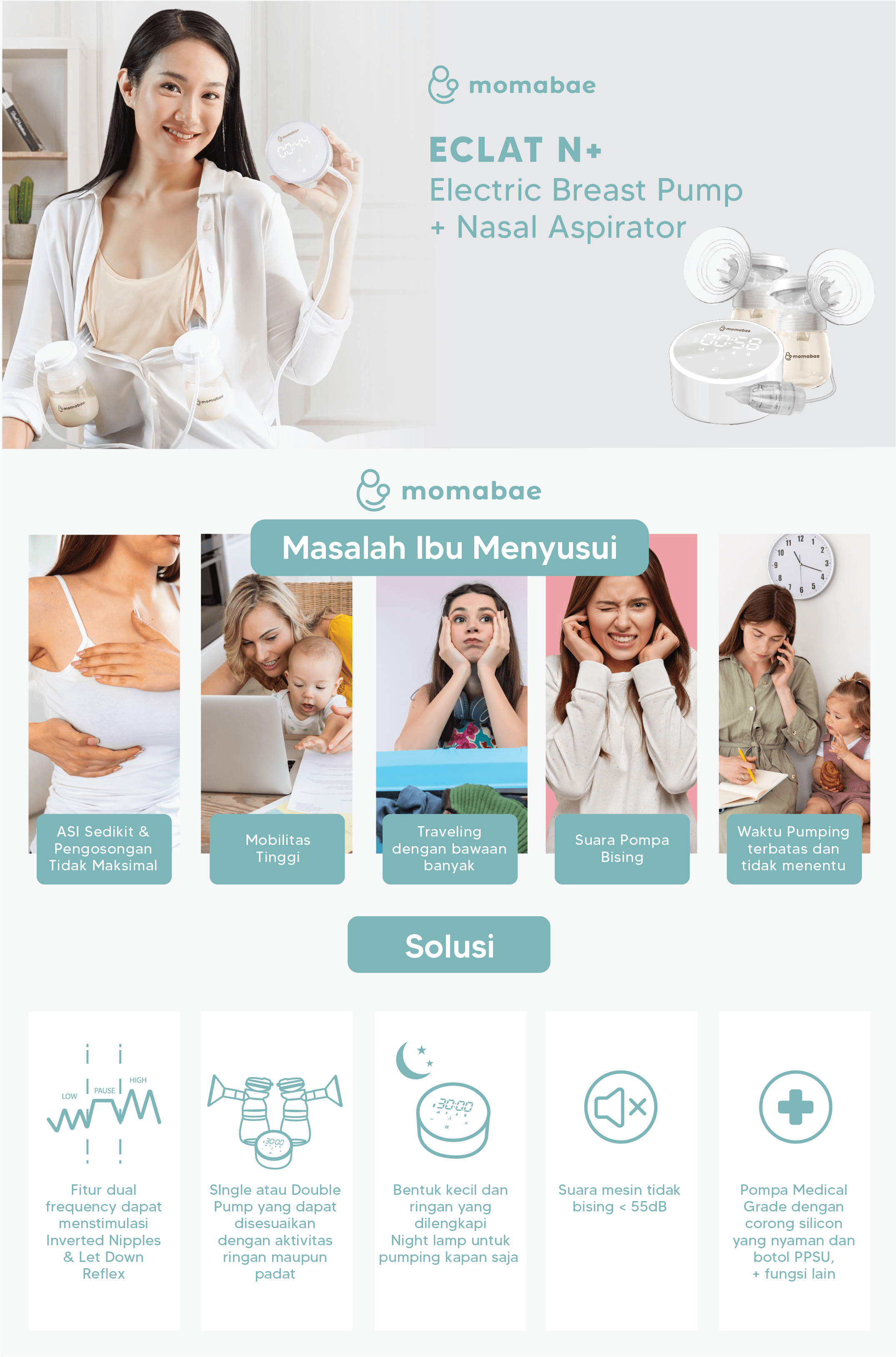 Jual MOMABAE - ECLAT N+ Double Breast Pump / Pompa ASI Elektrik / Breast Pump Electric / Pumping ...