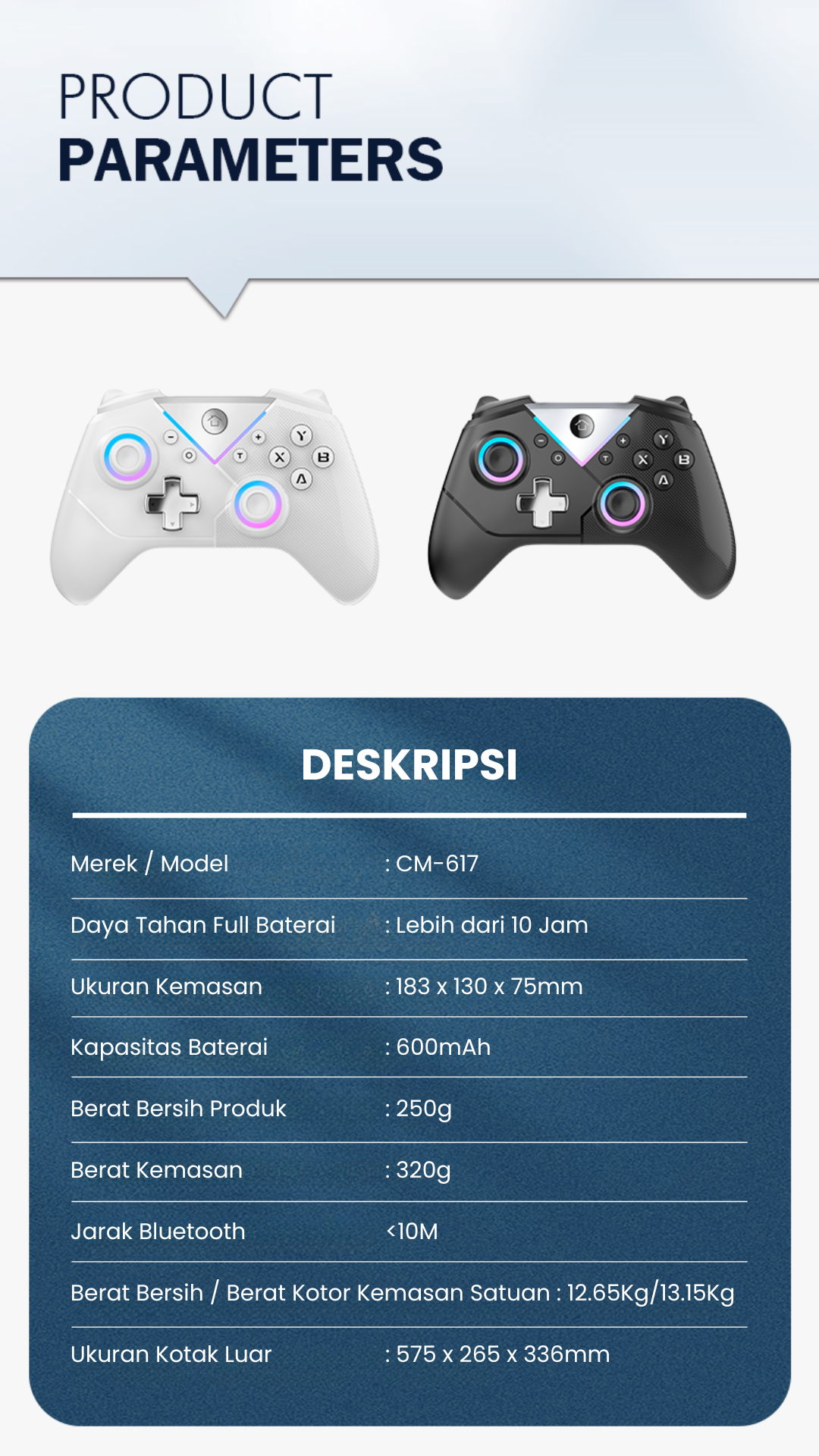 Jual UPLU Wireless Gamepad Bluetooth Gaming Joystick Dual Connection ...