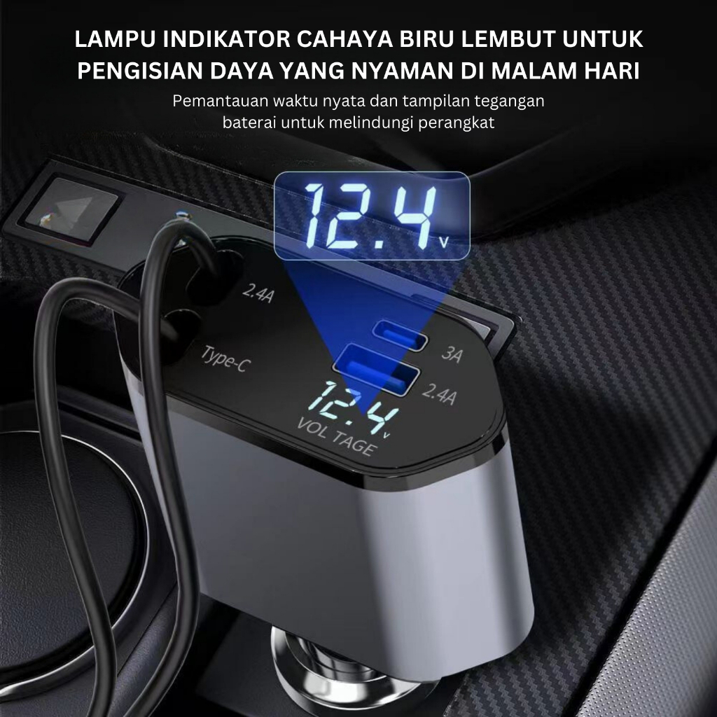 Jual UPLU Car Charger Colokan Mobil 4 Ports PD 120W USB Type C ...