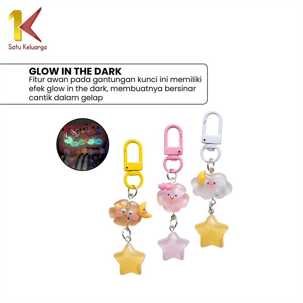 Jual Satu Keluarga Keychain Gantungan Kunci Awan Bintang Kilat C1160 ...