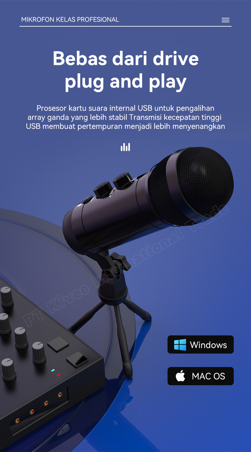 Jual KIVEE Microphone Condenser kabel with Tripod Stand & Pop Filter ...