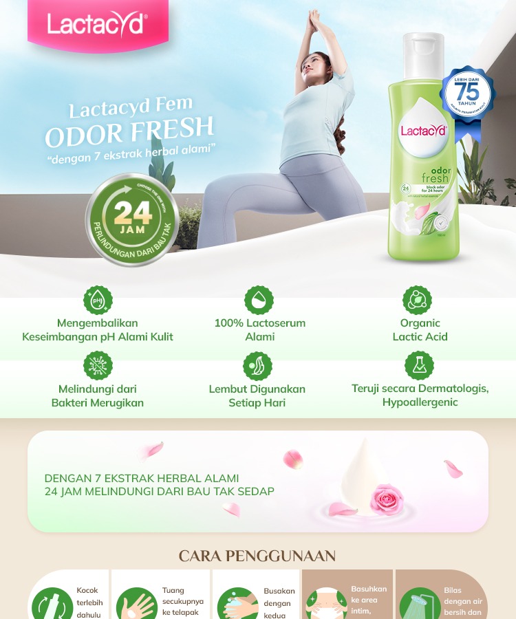 Jual Lactacyd Odor Fresh Feminine Wash 150mL- Pembersih Kewanitaan untuk Bebas Bau Tak Sedap 24 ...