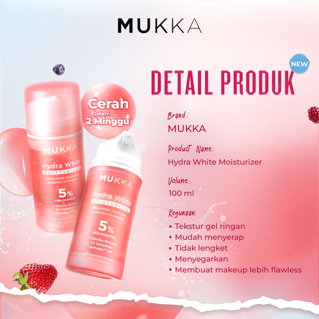 Jual Mukka - 3pcs Hydra White Moisturizer 100ml Pelembap Wajah ...