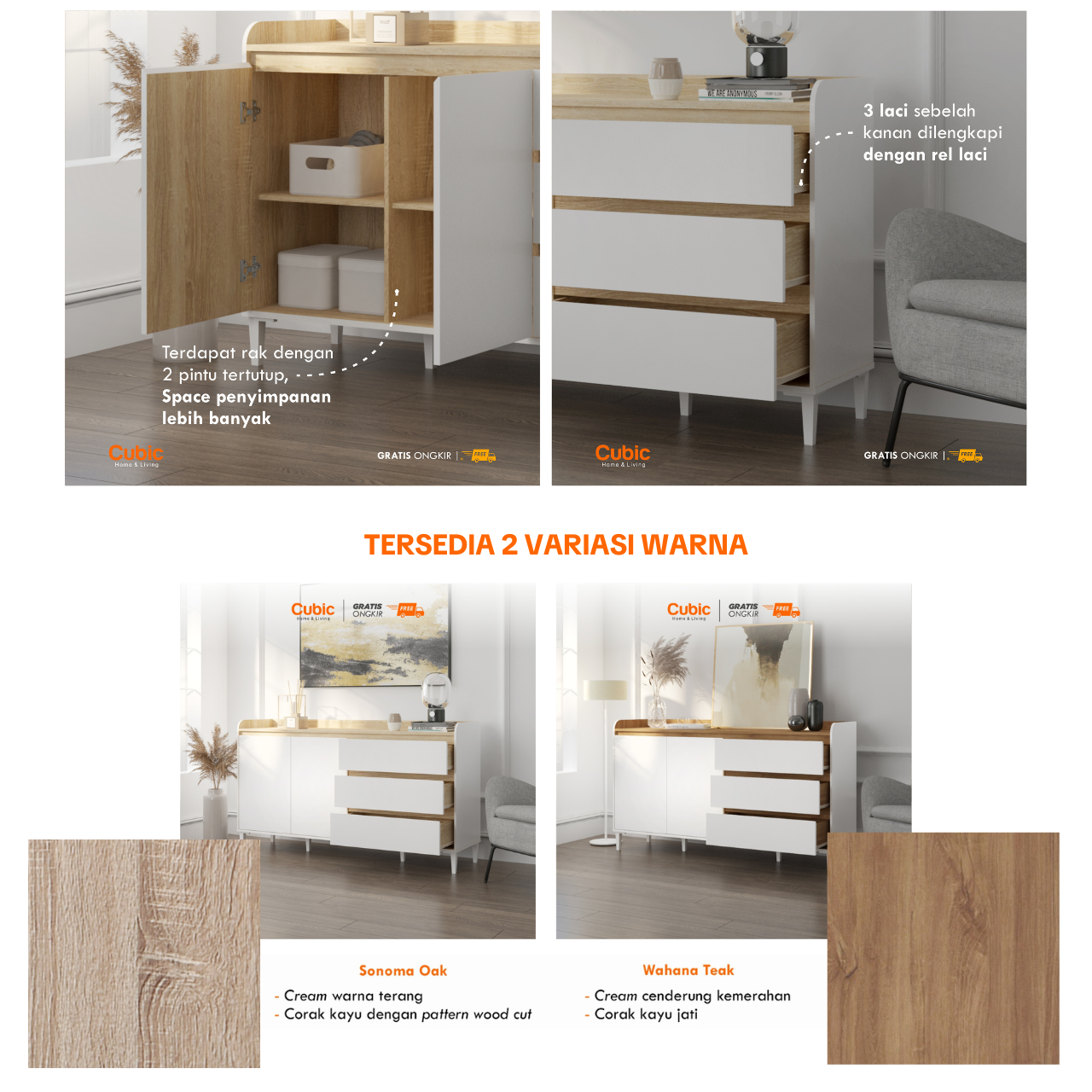 Jual Cubic Sideboard Minimalis / Bufet Serbaguna / Lemari Kabinet ...