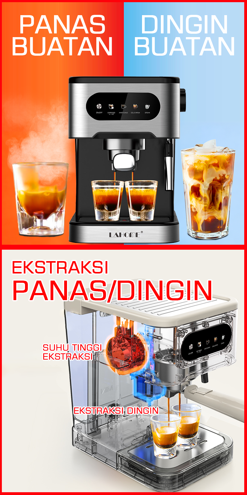 Jual LAHOME 5 In 1 Function Mesin Kopi 900w Espreso Otomatis Mesin Kopi ...