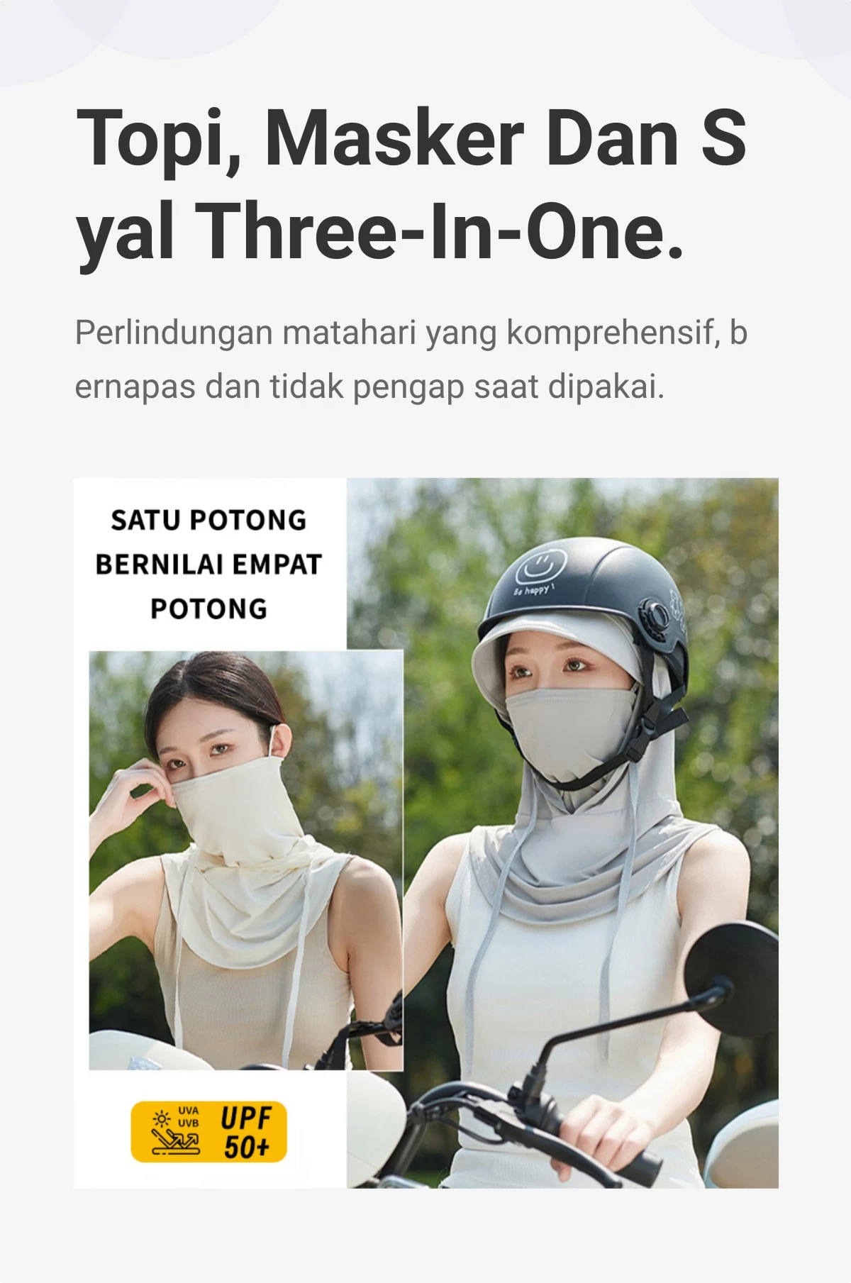 Jual Sekodi Masker pelindung sinar matahari, syal leher dan topi tiga ...