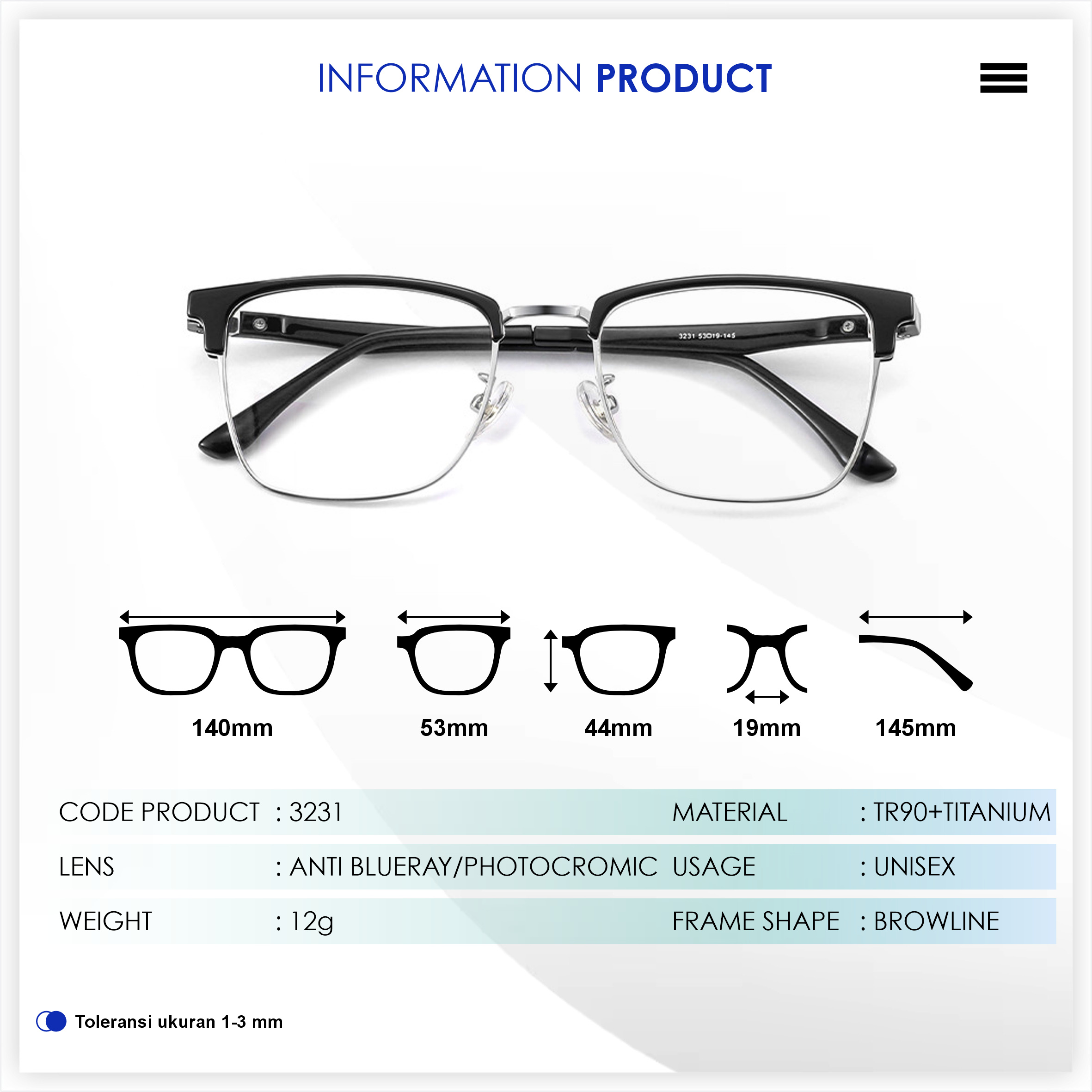 Jual Pulais Eyewear Business Style Glasses Classic Style Frame Material ...