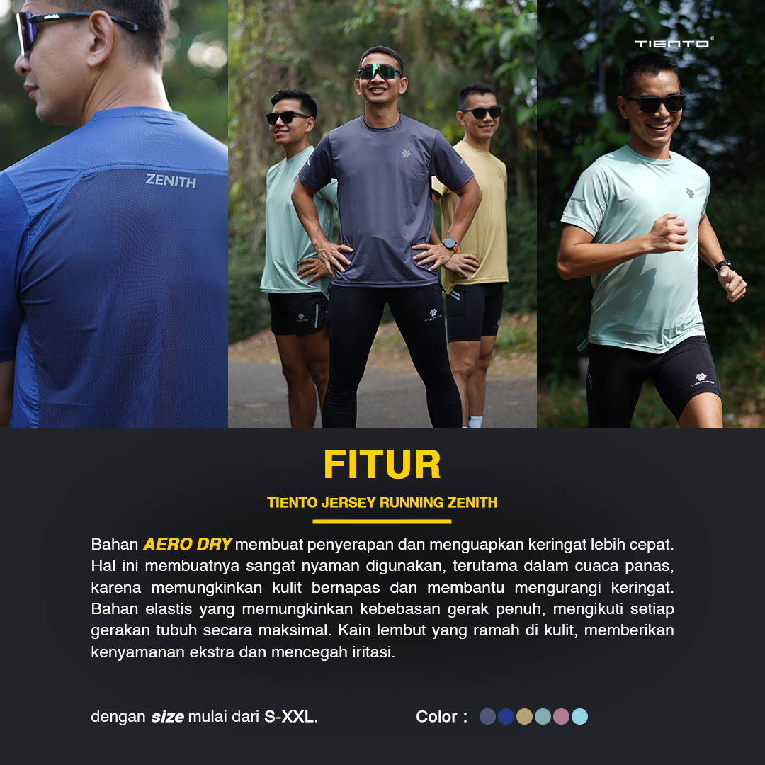 Jual Tiento Jersey Running Zenith Kroom Men Baju Kaos Lari Pendek Dry ...