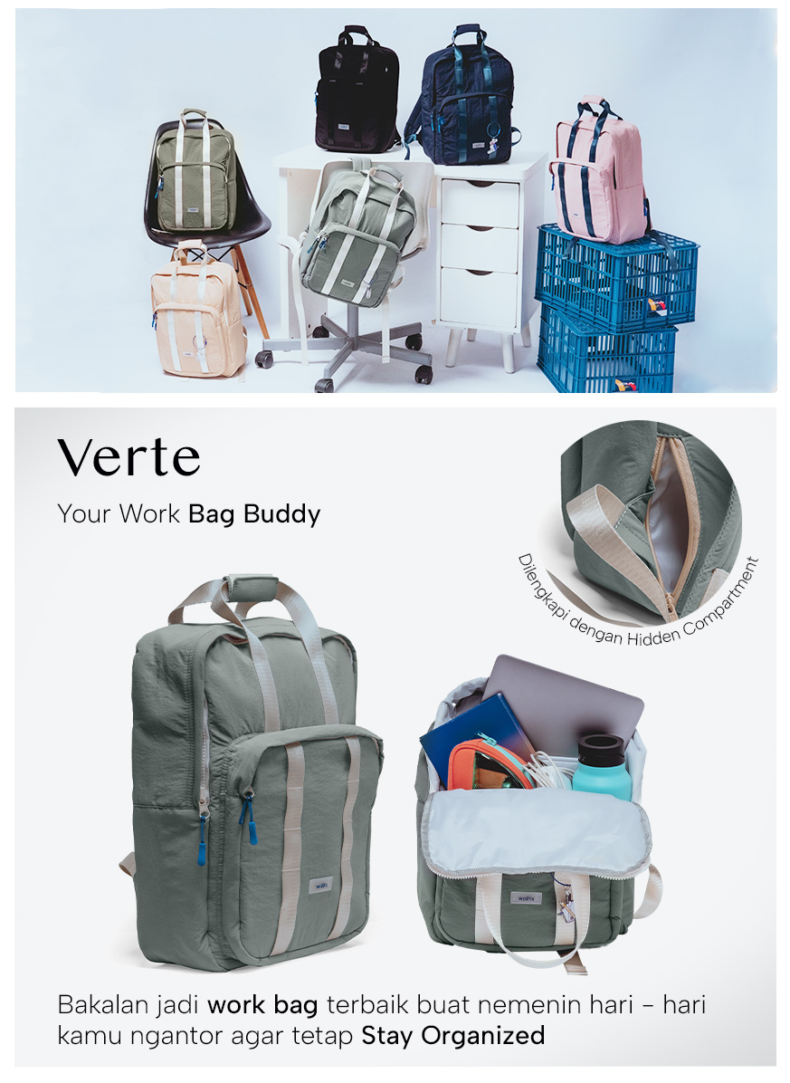 Jual Wallts Verte - Backpack Tas Ransel Kerja Workbag Water resistant pria wanita | Shopee Indonesia