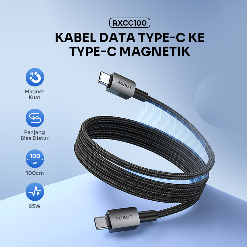 Jual ROBOT Kabel Data Magnetik Fast Charging 65W Kabel Charger Type C ...