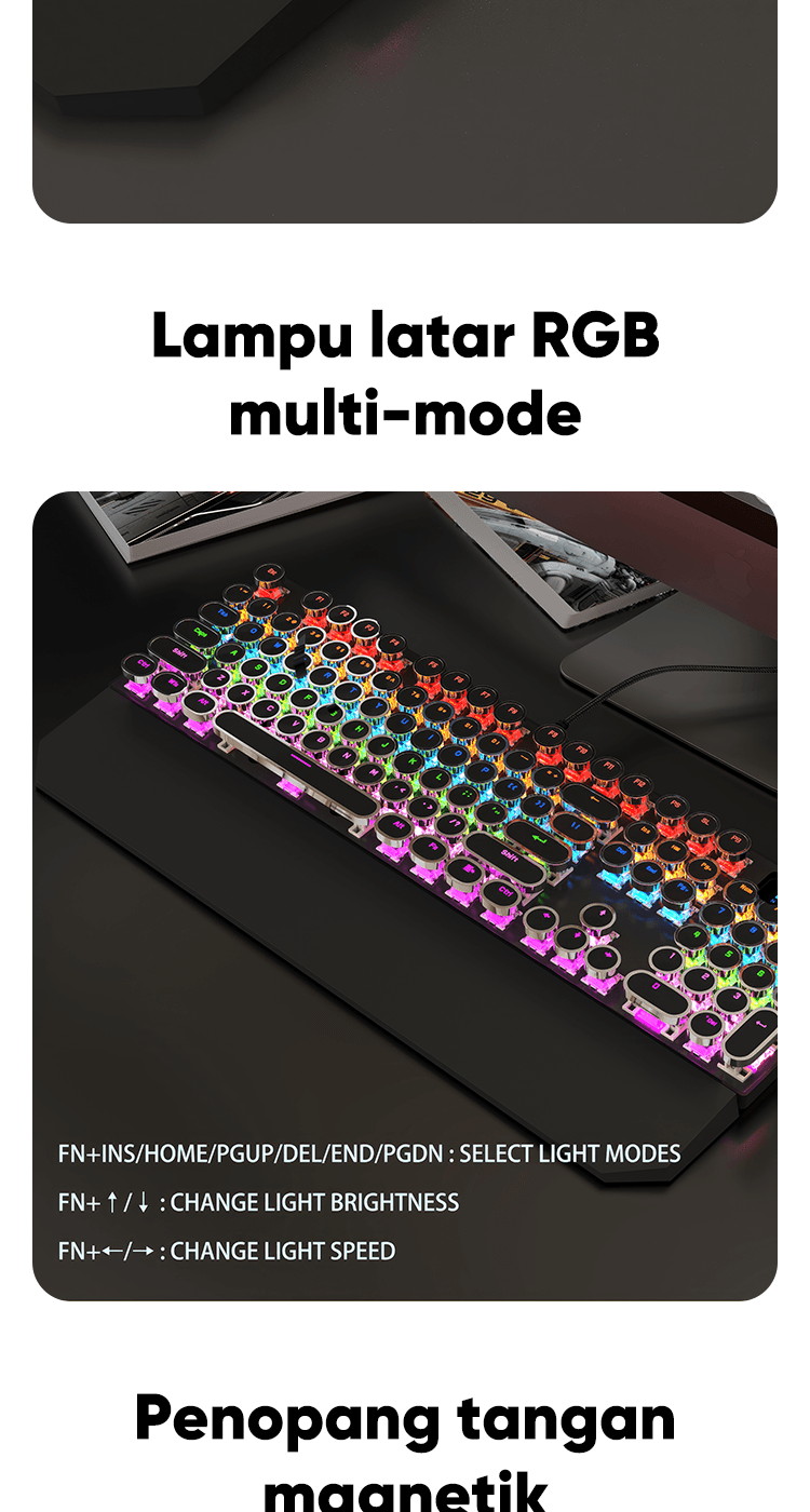 Jual MAGEGEE Mechanical Keyboard Gaming Wired 100% Layout LED Light ...