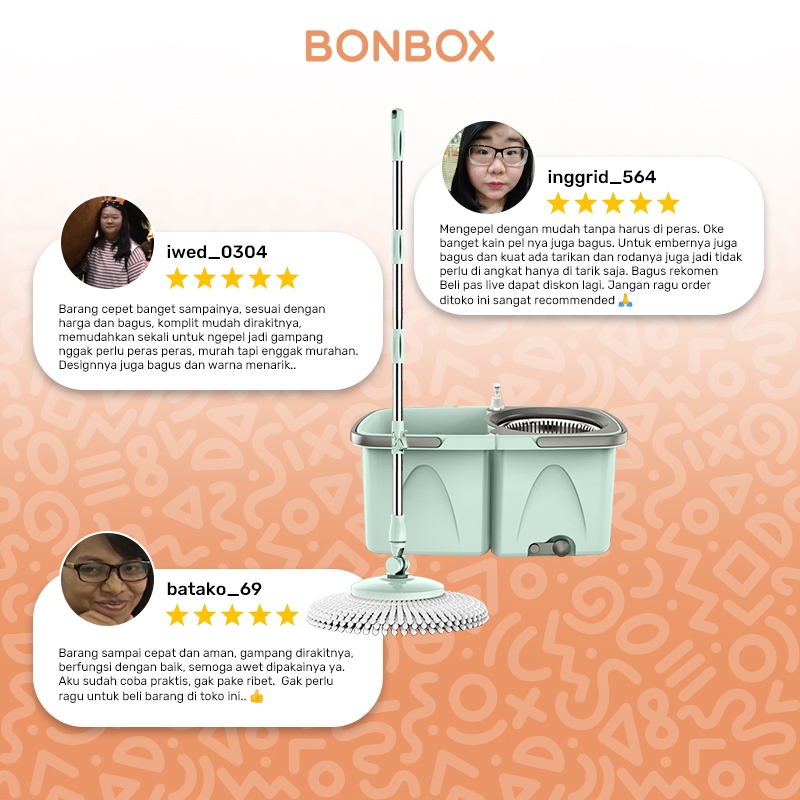 Jual [VOUCHER 30K] BONBOX Alat Pel Lantai 2in1 DAPAT 2 KAIN REFILL Ember Lepas 2 Kain Pel ...