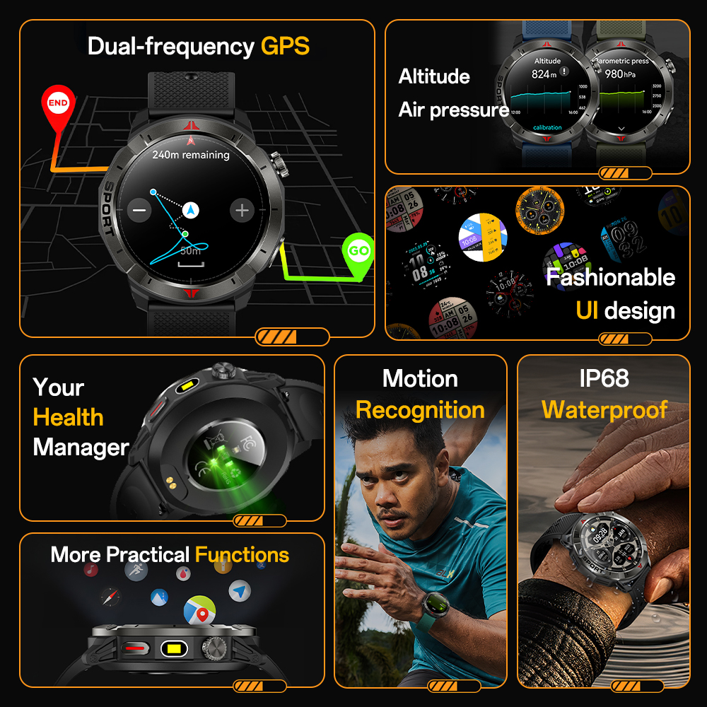 Jual Aolon Navi R4 Smartwatch Aomled AOD Dual-band GPS IP68 Panggilan ...