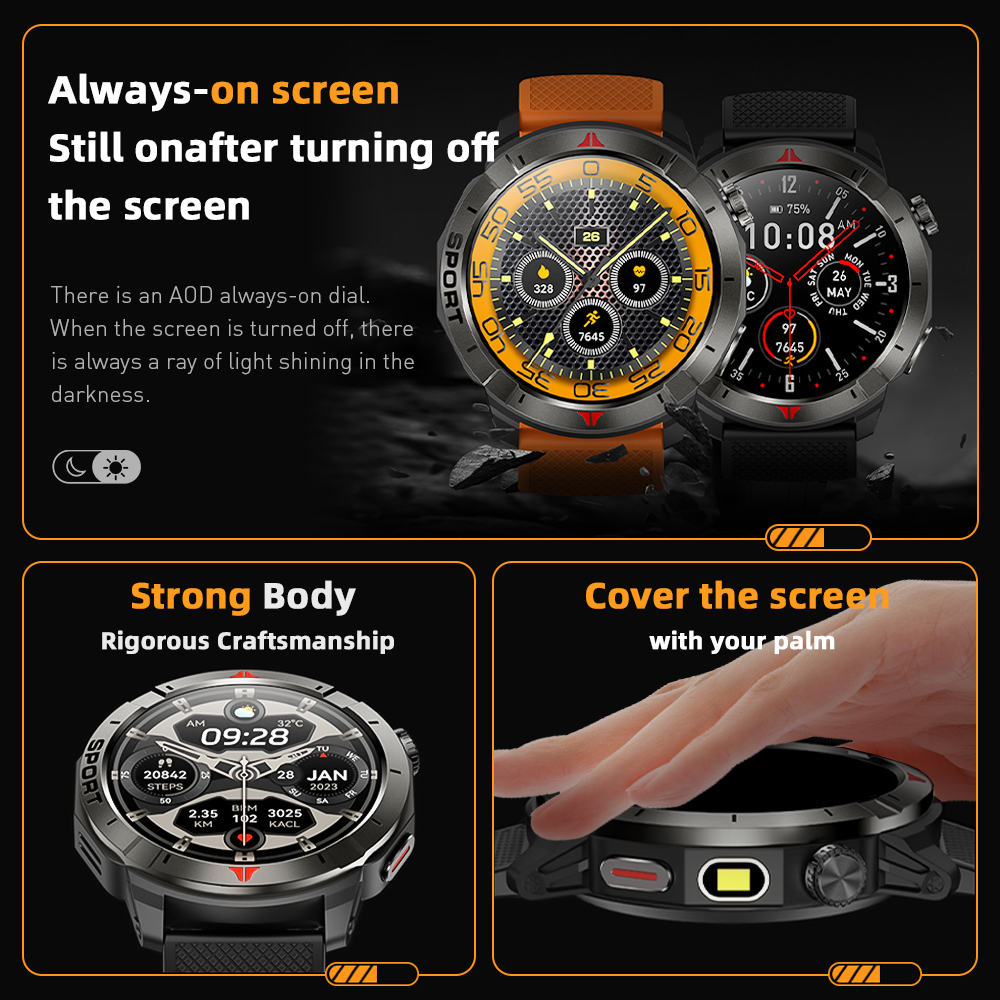 Jual Aolon Navi R4 Smartwatch Aomled AOD Dual-band GPS IP68 Panggilan ...