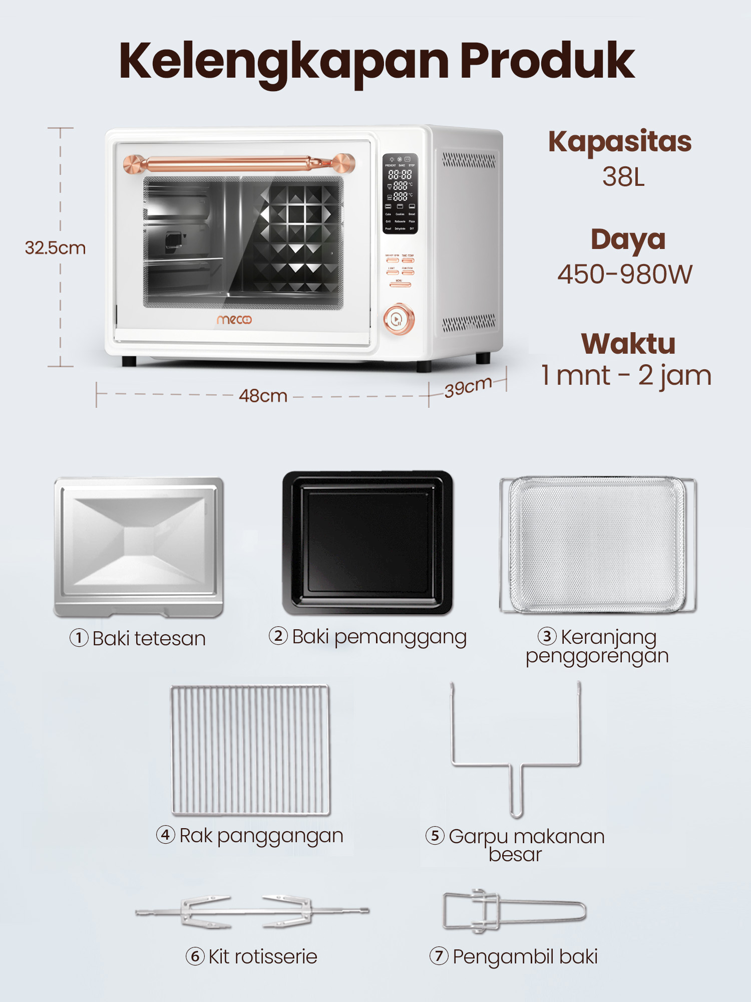 Jual Mecoo Aesthetic Premium Digital Oven Listrik 980 Low Watt 38 Liter ...