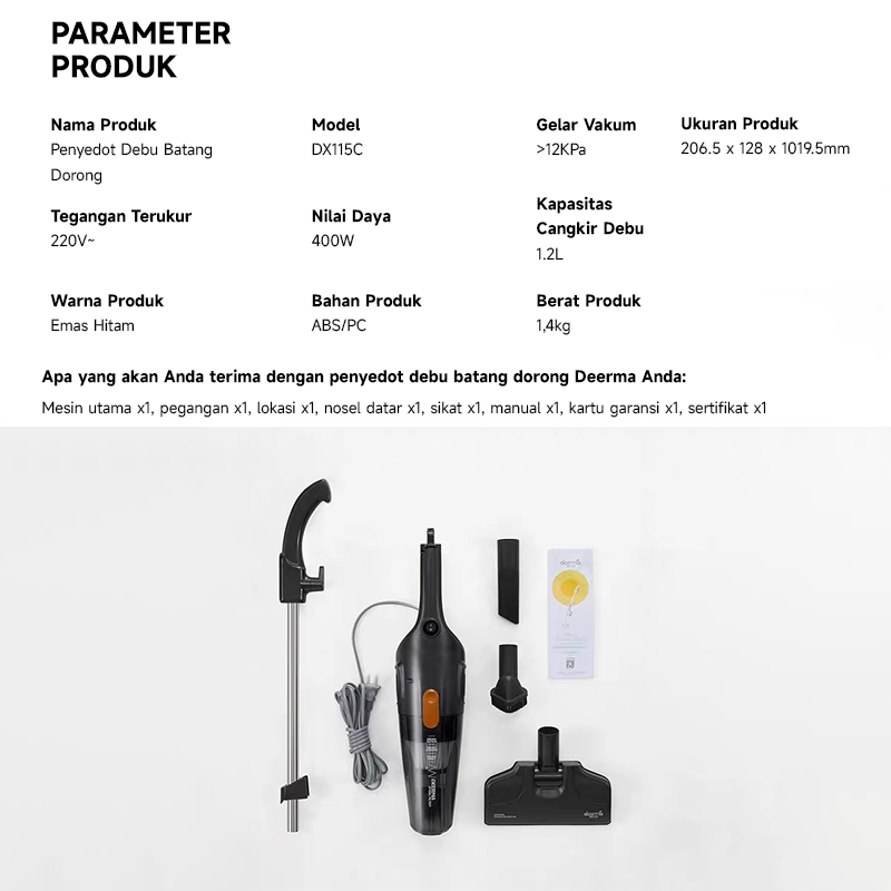 Jual Deerma DX115C/DX115 PRO Vacuum Cleaner 15kPa Portable Handheld 2 ...
