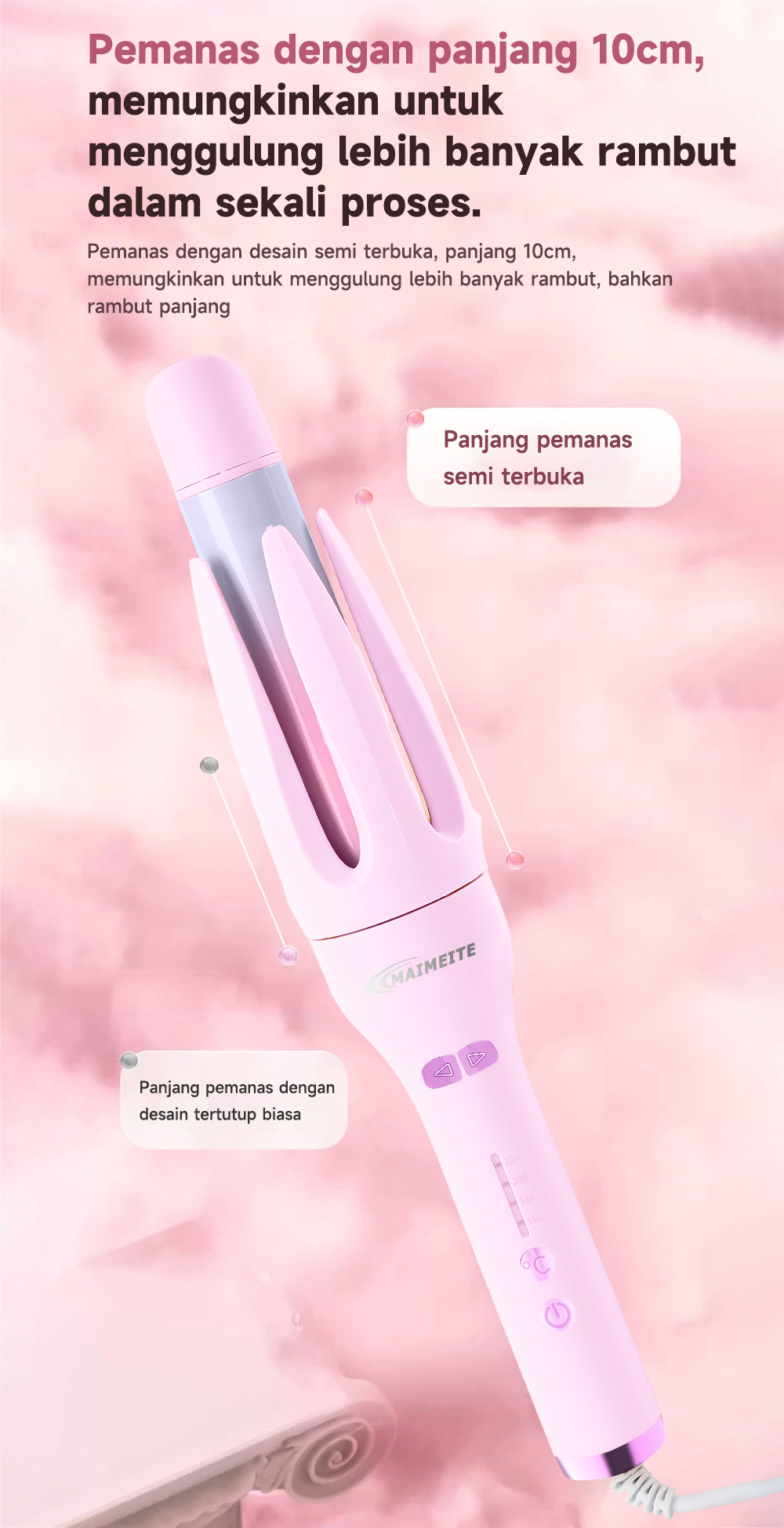 Jual MAIMEITE Catokan Rambut Keriting Keramik Otomatis 2in1 32MM Hair Straightener - Curly ...