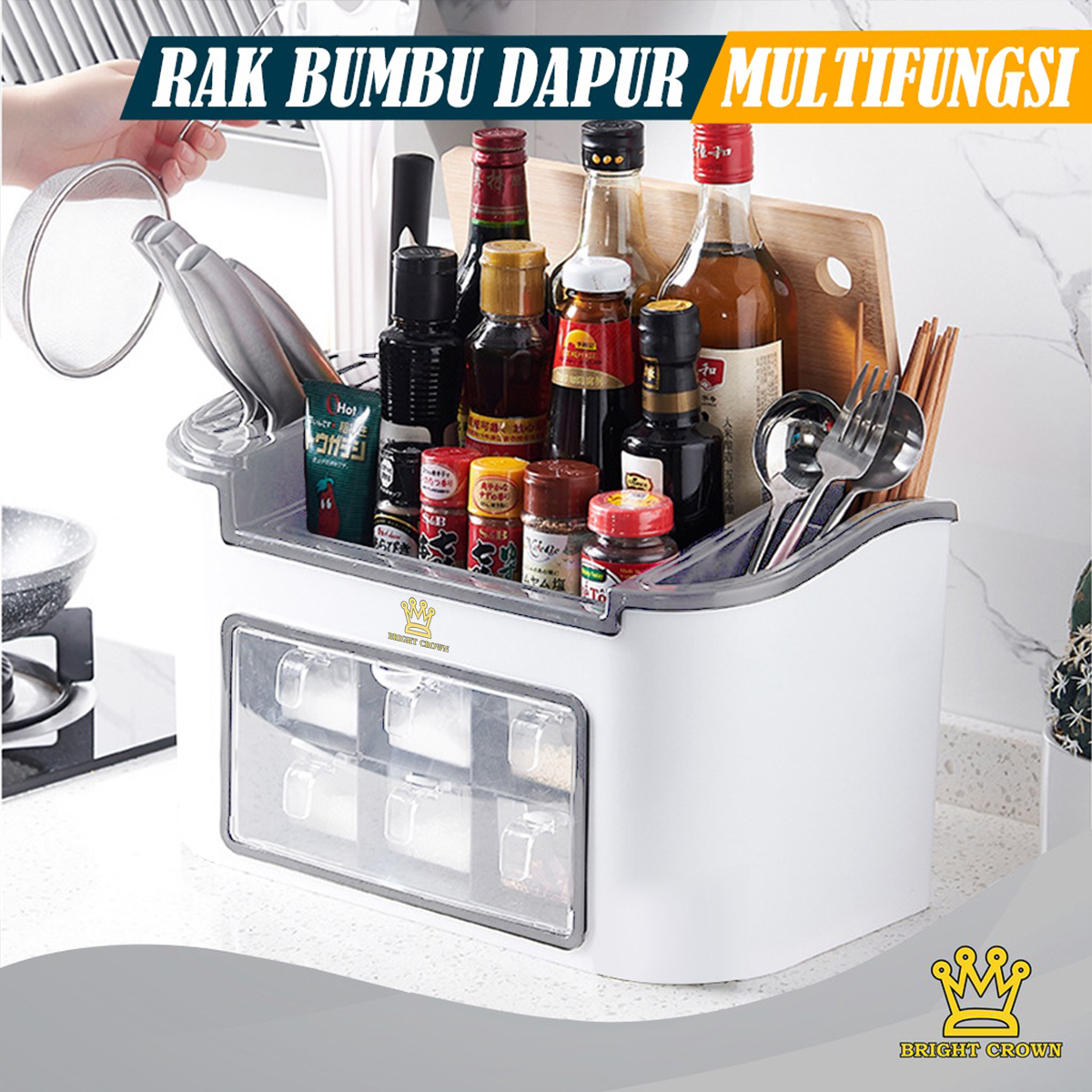 Jual Bright Crown Rak Bumbu Dapur All in 1 6Laci FREE 6Pcs Sendok Bumbu ...