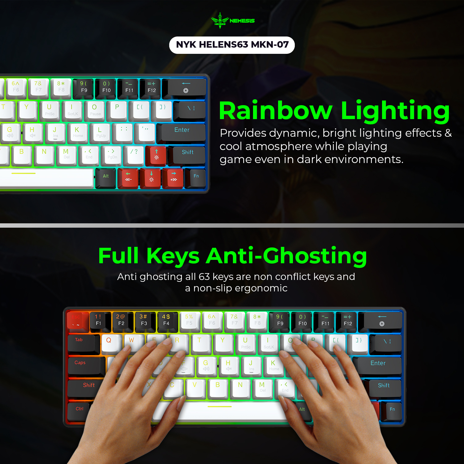 Jual NEMESIS Keyboard Mechanical 63 Keys Removable HELENS MKN-07 ...
