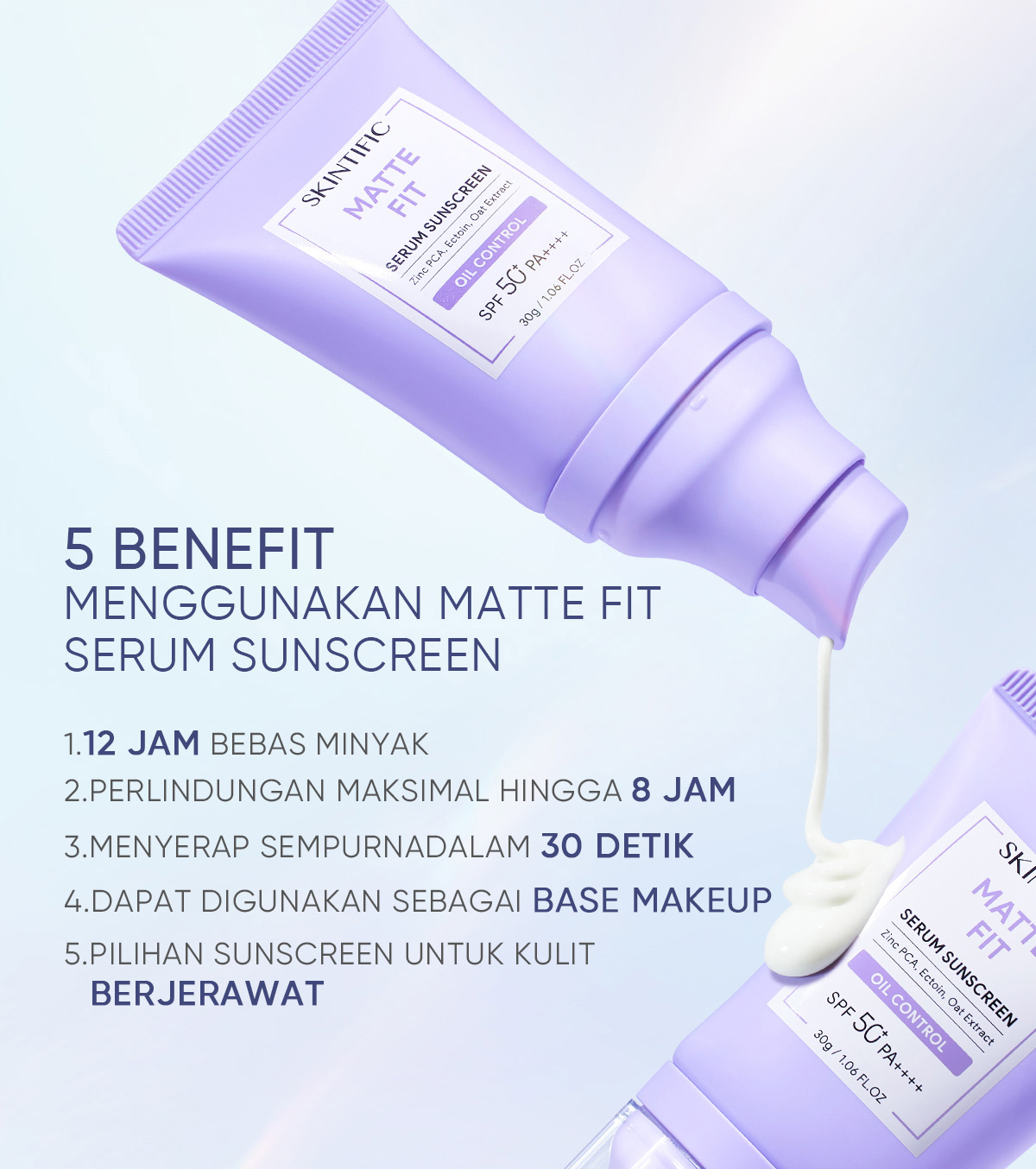 Jual SKINTIFIC - Matte Fit Serum SPF50+ Sunscreen Wajah PA++++ For Acne ...