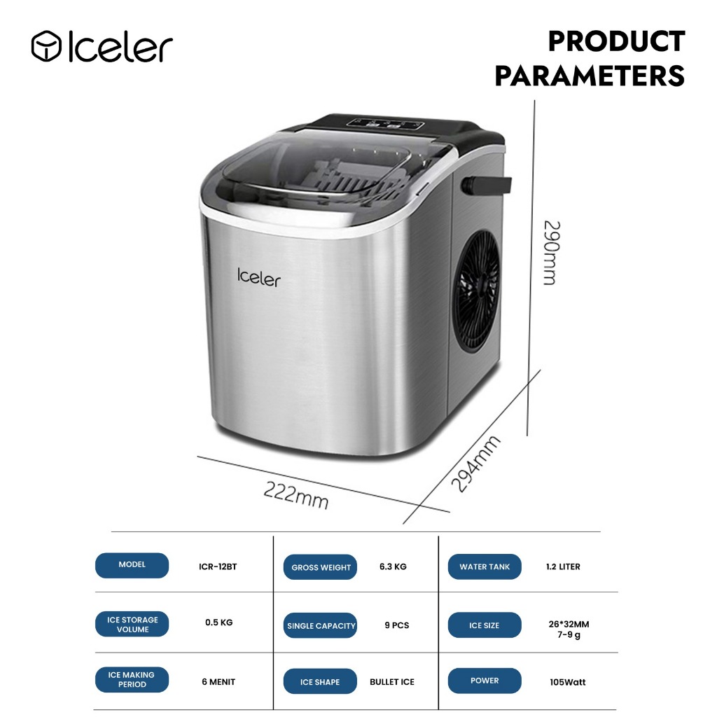 Jual Iceler Mesin Es Portable Ice Maker 12 Kg per Hari dengan 2 Handle ...