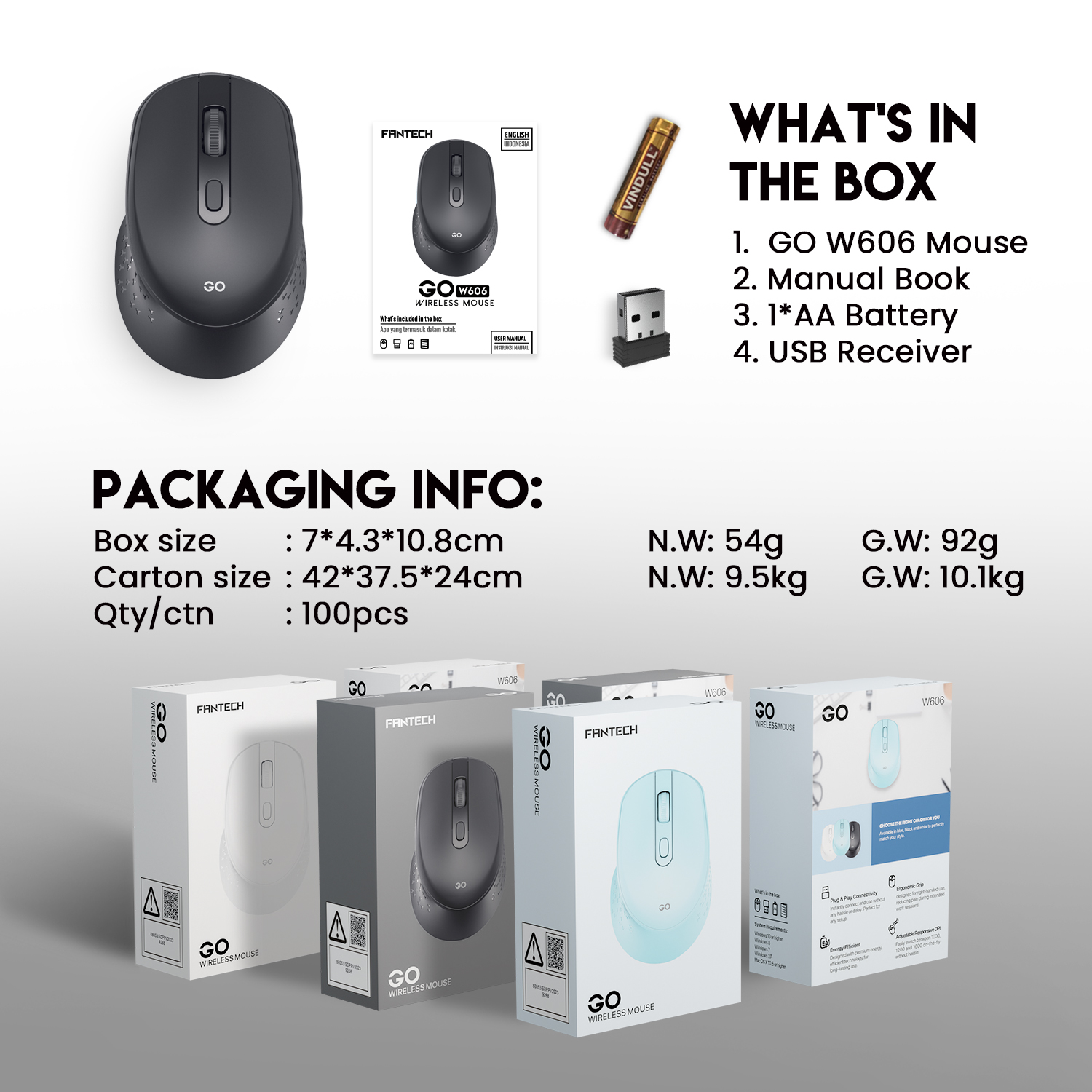 Jual Mouse Wireless Office Kantor FANTECH GO 2.4Ghz 1600DPI | Shopee Indonesia