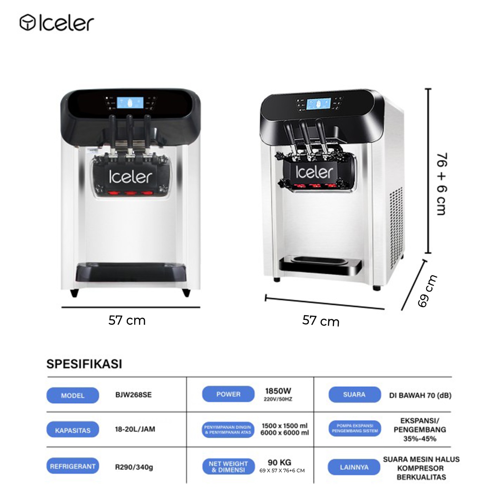 Jual Iceler Mesin Soft Es Krim Iceler 3 Tuas Countertop & Standing ...