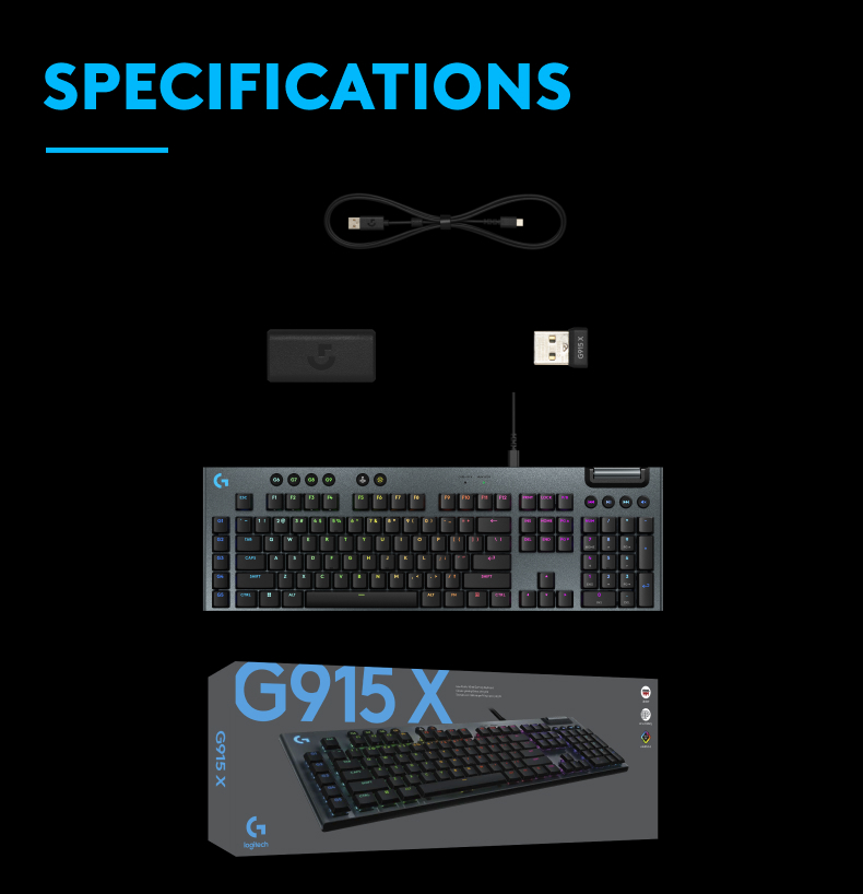 Jual Logitech G915 X Keyboard Gaming Wired, Keycaps PBT Dua Lapis ...