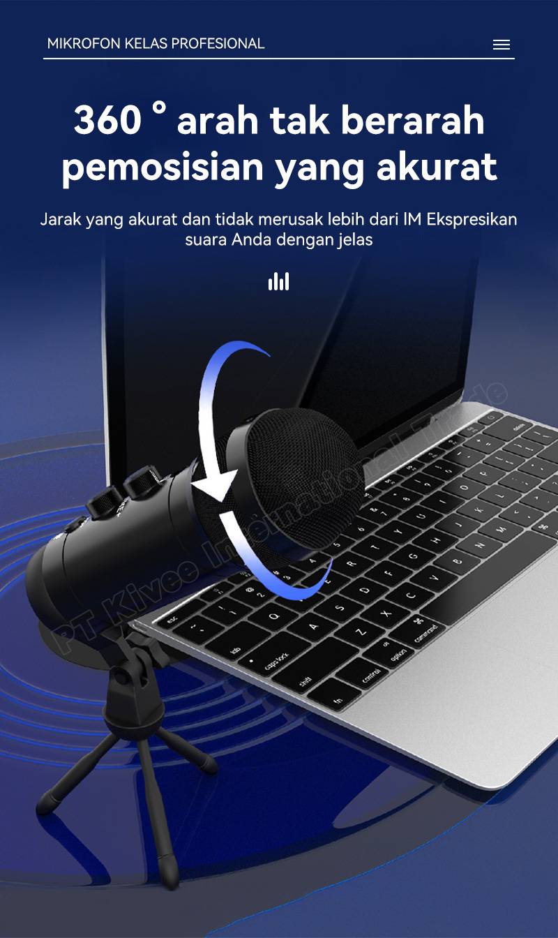 Jual KIVEE Microphone Condenser kabel with Tripod Stand & Pop Filter ...