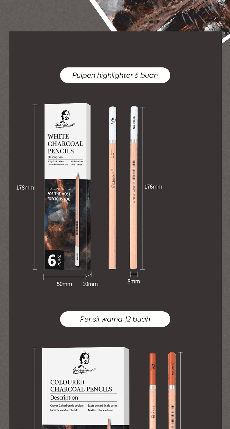 Jual Giorgione Pena Sketsa Warna Sketching Pencils Colored Set 6/12 ...
