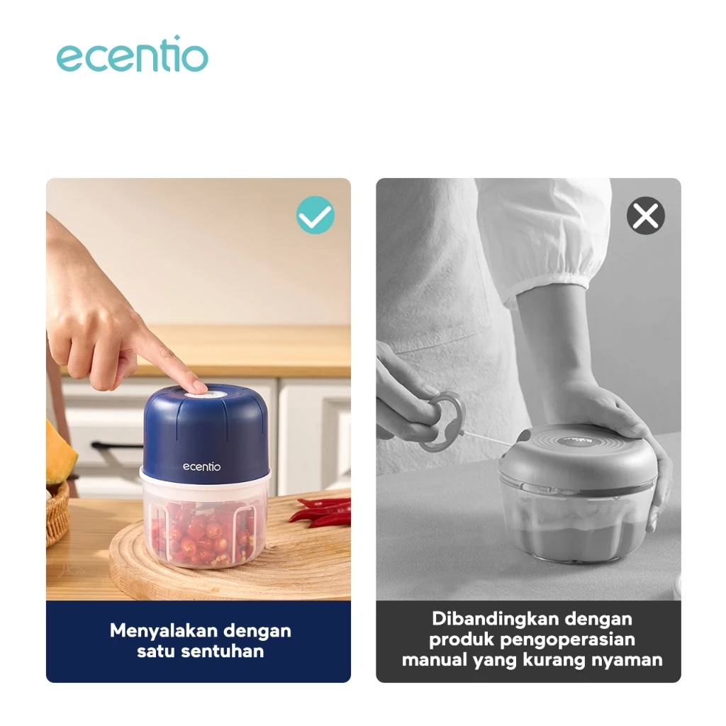 Jual ecentio Mini Chopper Blender Portable 6 bilah pisau Bumbu kapsul ...