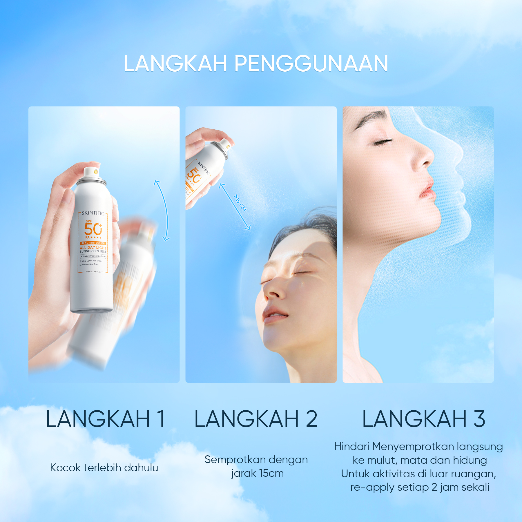 Jual SKINTIFIC – All Day Light Sunscreen Mist SPF 50 PA++++ 120ml | Sunscreen Wajah & Tubuh ...