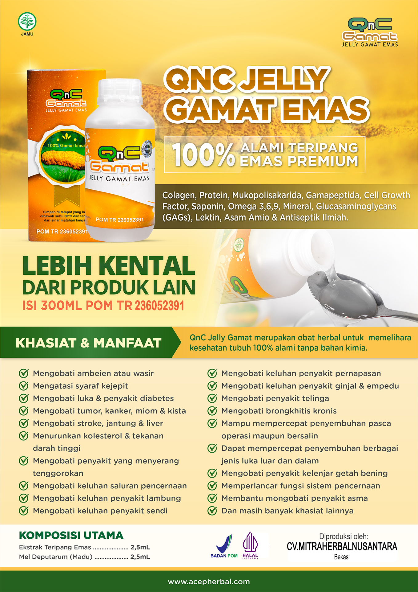 Jual Qnc Jelly Gamat Emas Asli 100% Original Jelly Gamat Obat Herbal ...