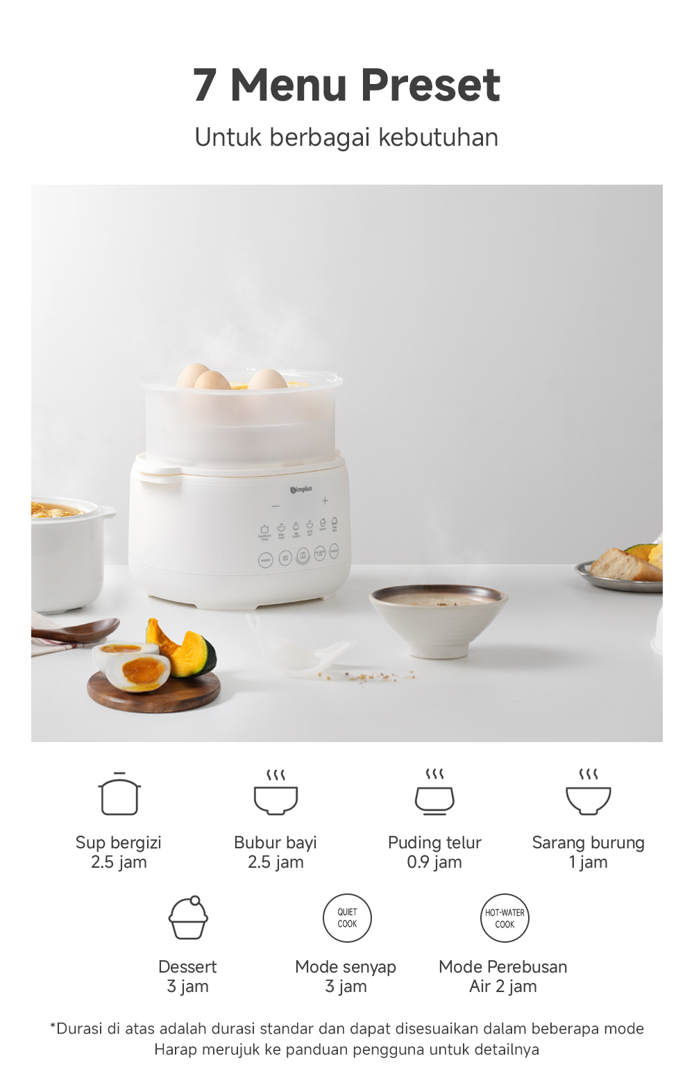 Jual Simplus Slow Cooker Listrik 1L Panci Rebus dan Kukus dengan Menu ...