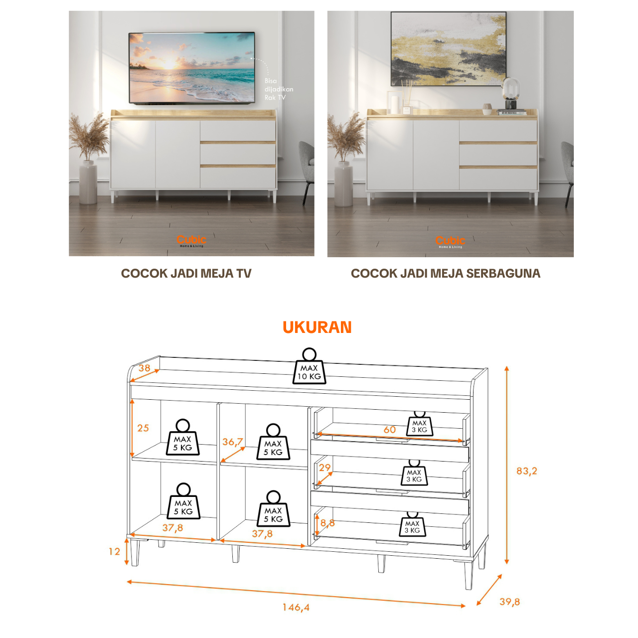 Jual Cubic Sideboard Minimalis / Bufet Serbaguna / Lemari Kabinet ...