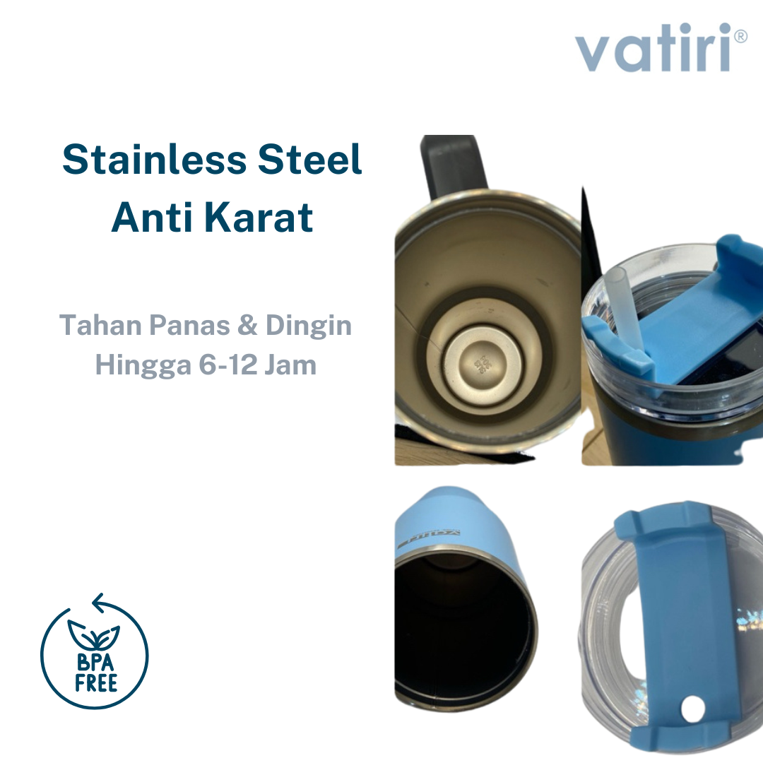 Jual Vatiri Tumbler Handle Botol Minum Stainless Steel 900ml - Botol ...