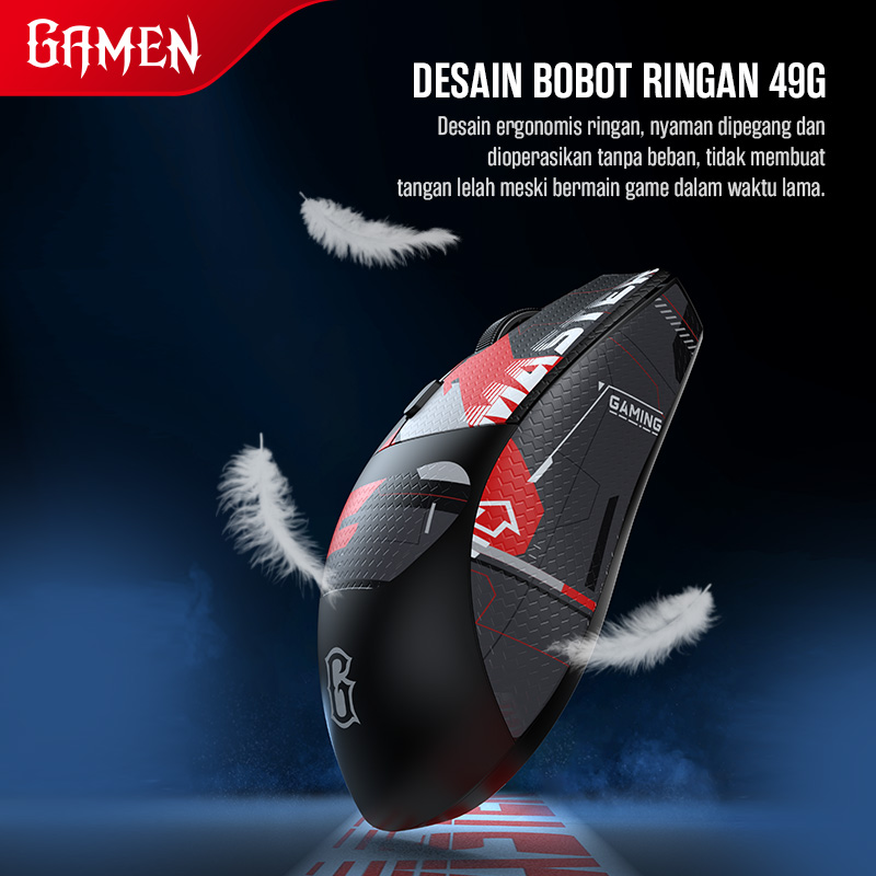 Jual GAMEN Mouse Gaming Rechargeable Wireless 3 Mode Pixart 3395 Master 5 Level DPI sampai 26000 ...