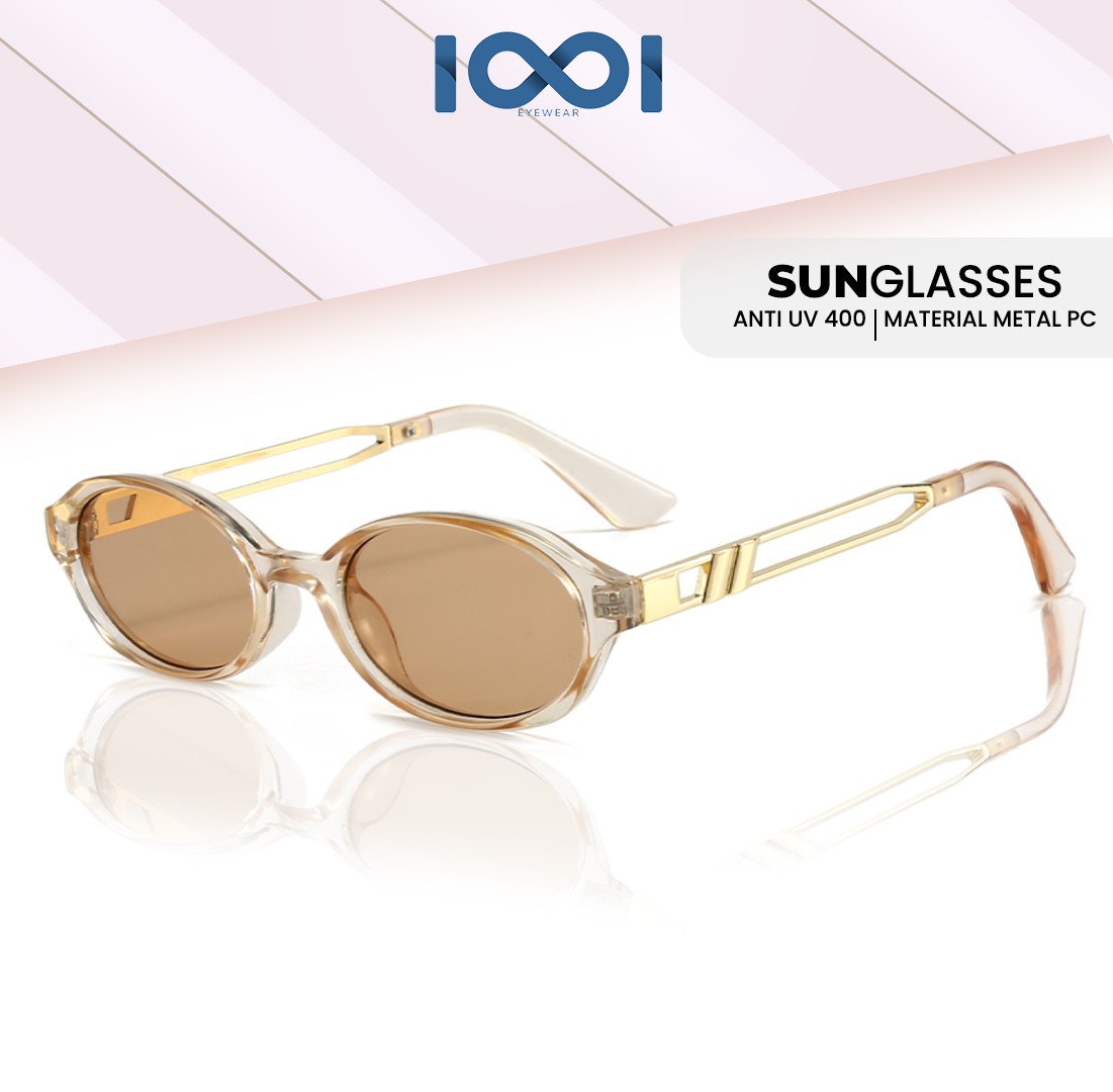 Jual IOOI Kacamata Hitam Terbaru Sunglasses Anti UV400 Oval Metal PC Fashion Wanita Pria Bisa ...