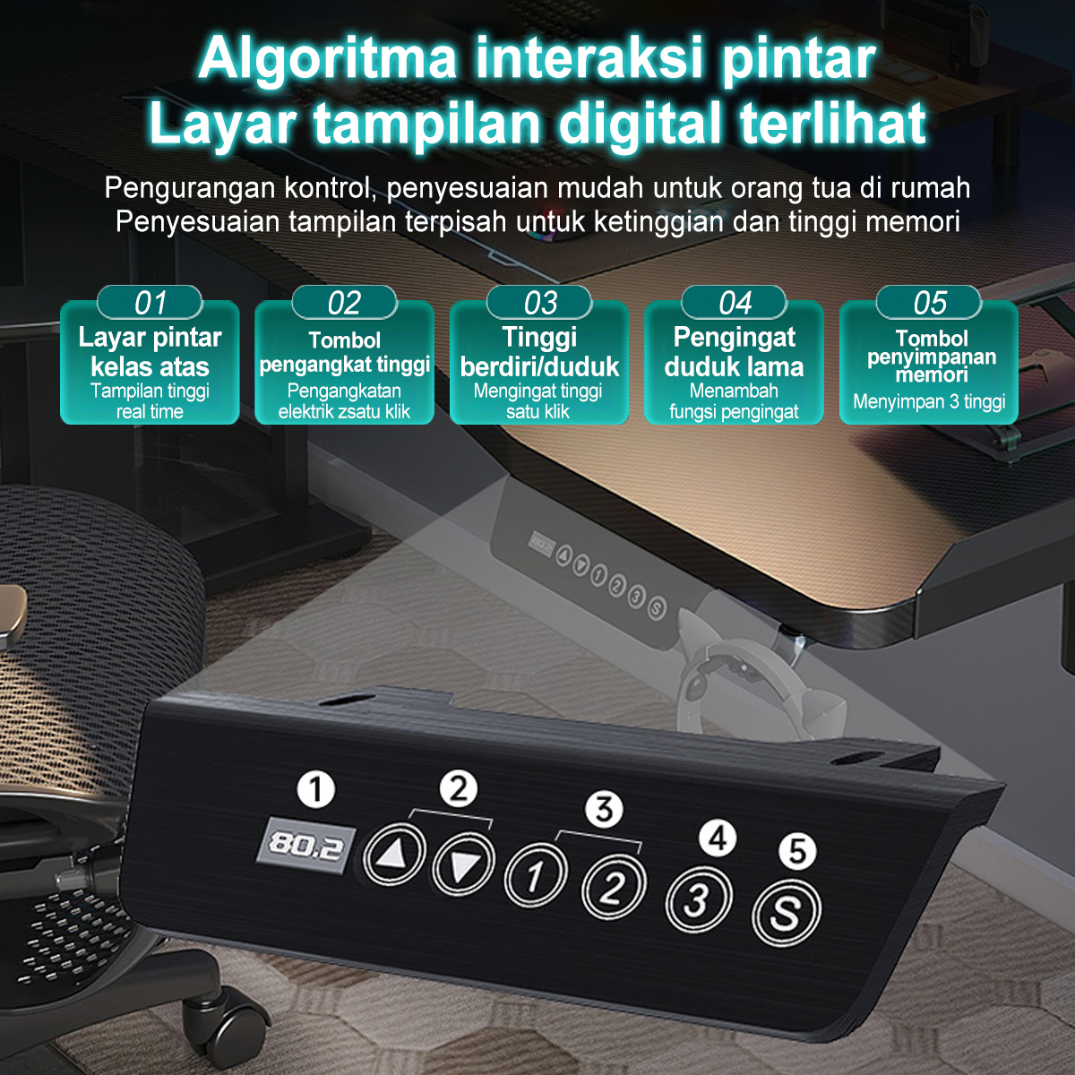 Jual Hidup Mewah 120-140CM Meja Electric Adjustable Work Gaming Desk ...