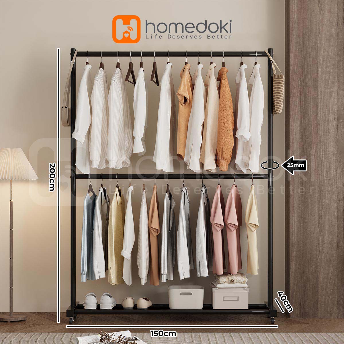 Jual Homedoki Rak Gantungan Baju Aesthetic/Rak Gantungan Serbaguna/Rak ...