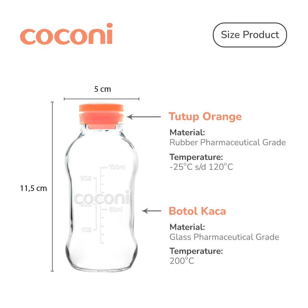 Jual COCONI Breastmilk Storage Glass Bottle 4 Pcs | Botol Kaca ASI ...