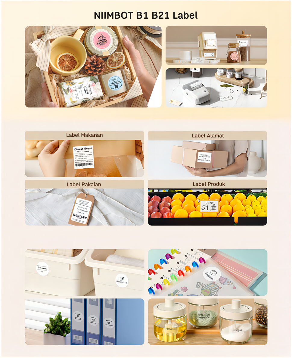 Jual NIIMBOT B21/B3S/B1/B203 Kertas Label Warna Murni Barcode Harga Ukuran Nama Anti Air Anti ...